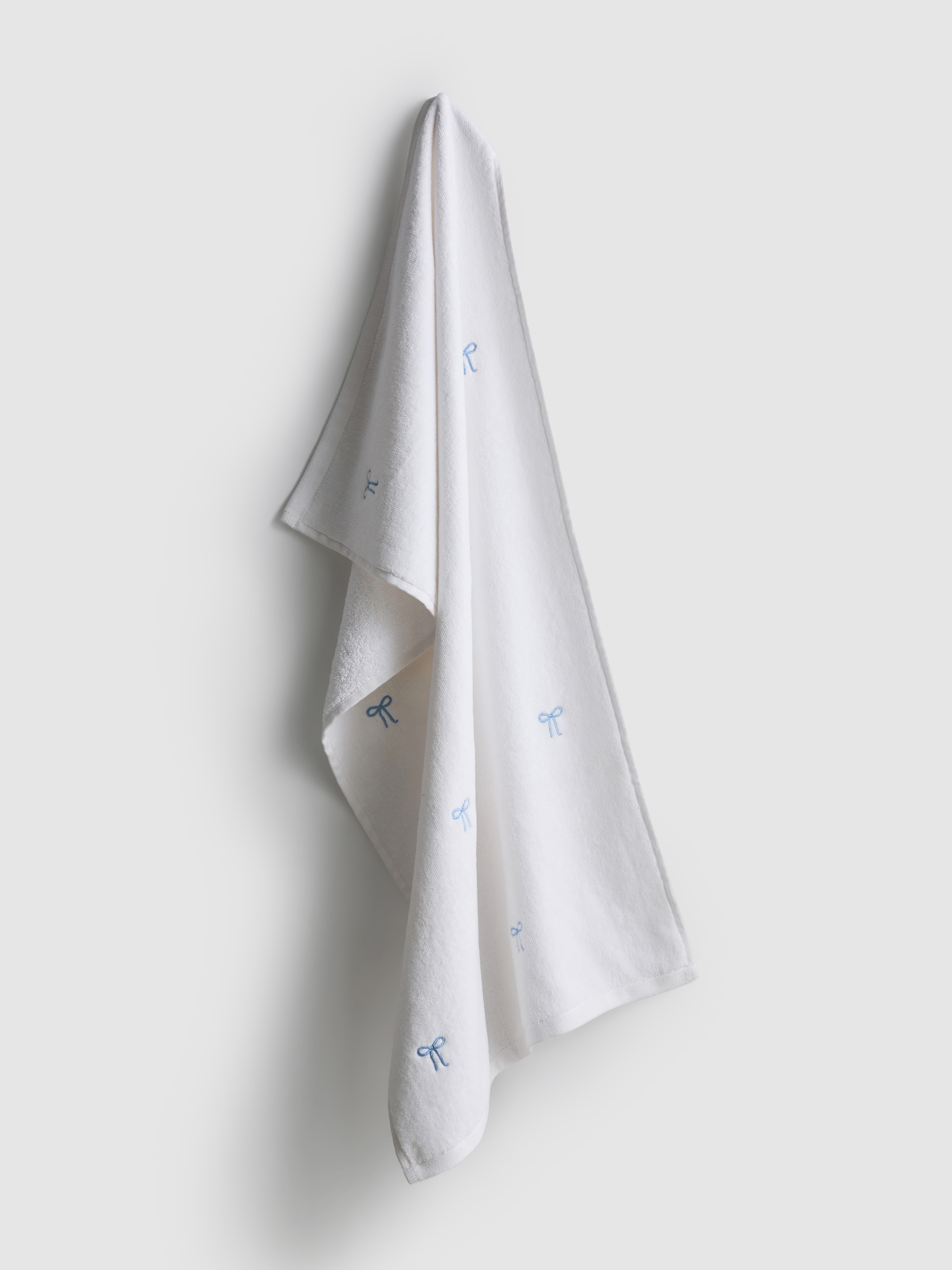 Blue Embroidered Bow Hand Towel | Primark