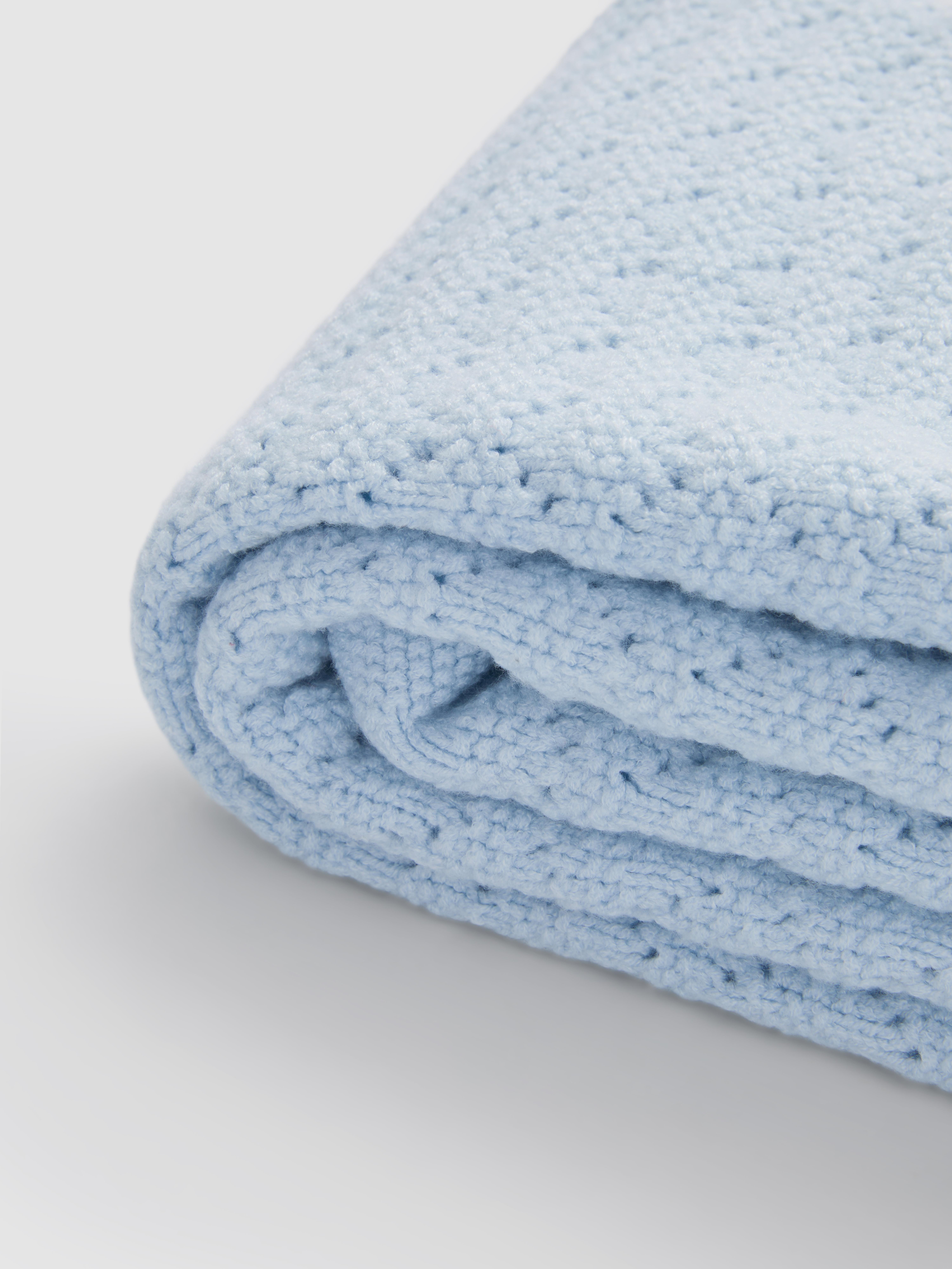 Light Blue Knit Baby Blanket | Primark
