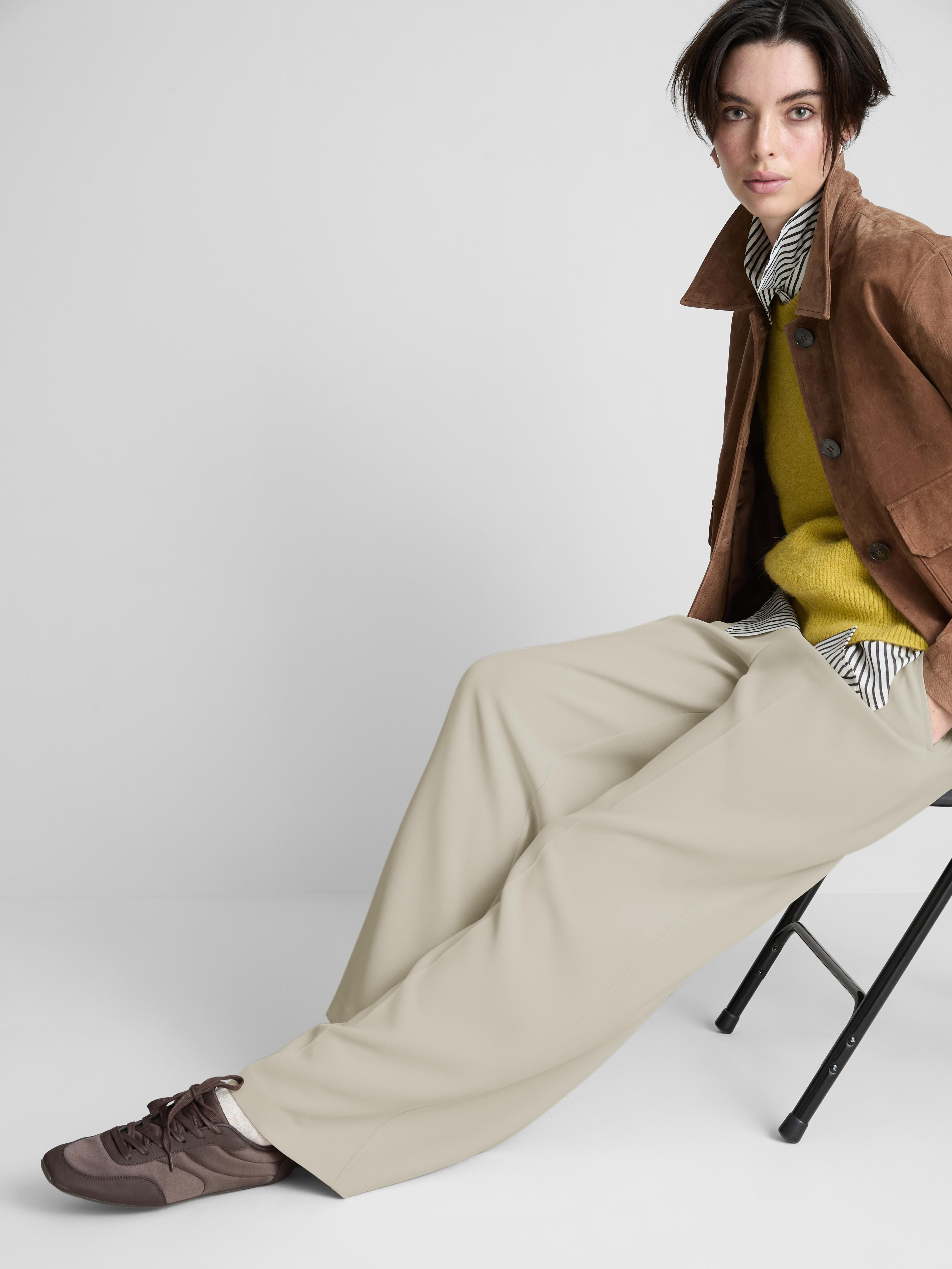 Womens Ecru Smart Wide Leg Trousers | Primark