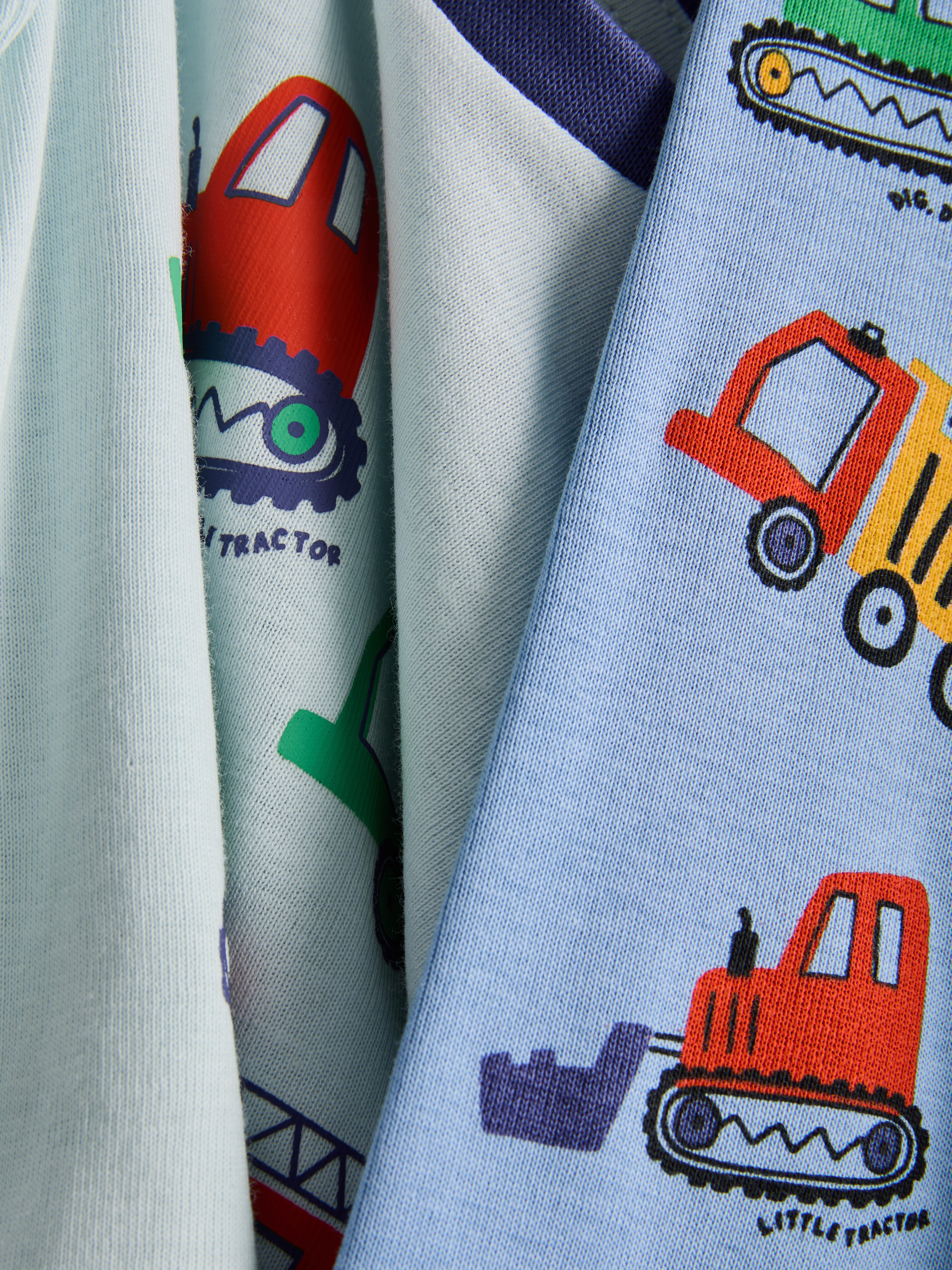 Baby Boys Blue 0-36mths | 2pk Digger Graphic Pajamas | Primark