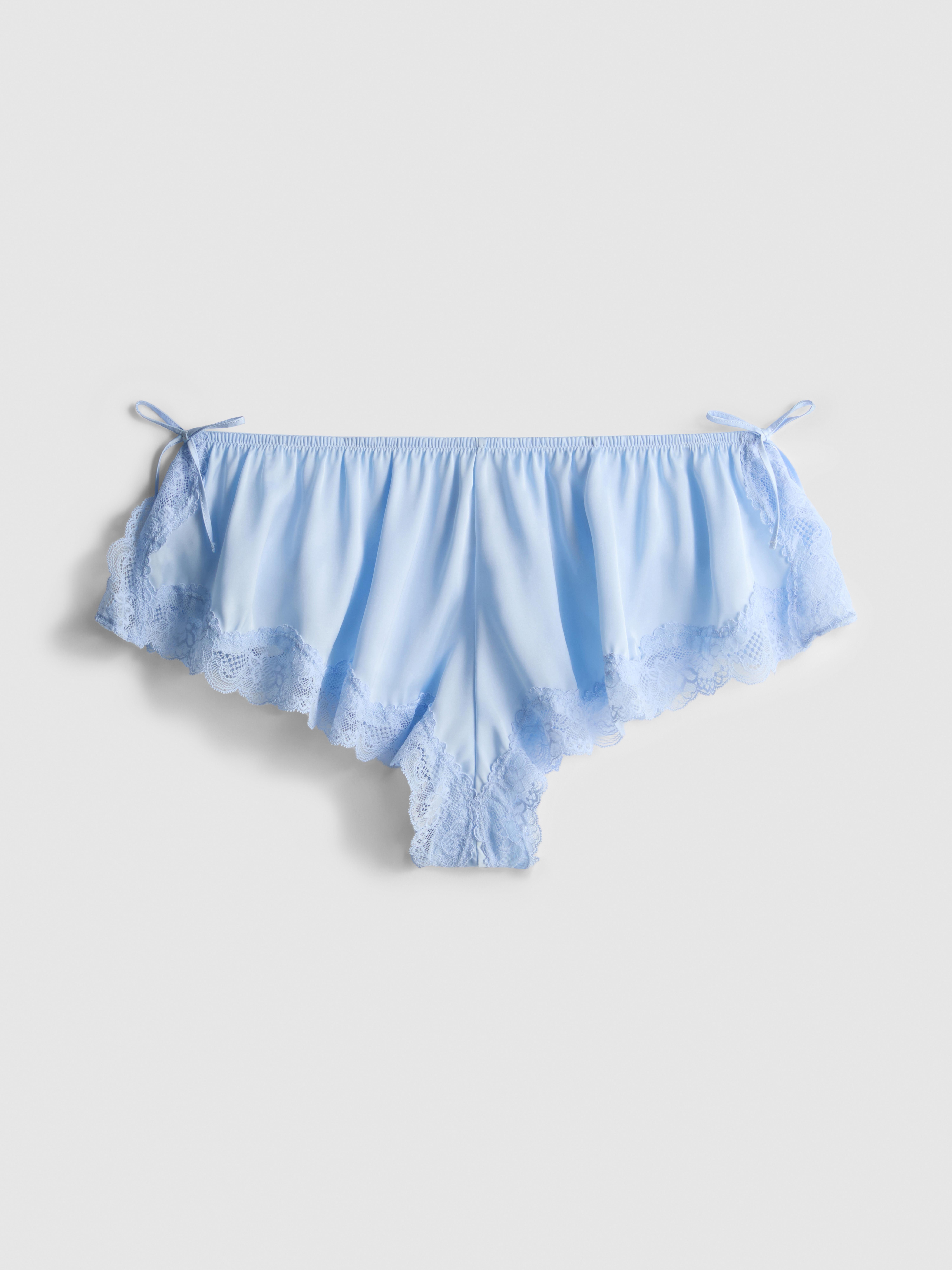 Womens Blue Bridal Satin Lace French Knickers | Primark