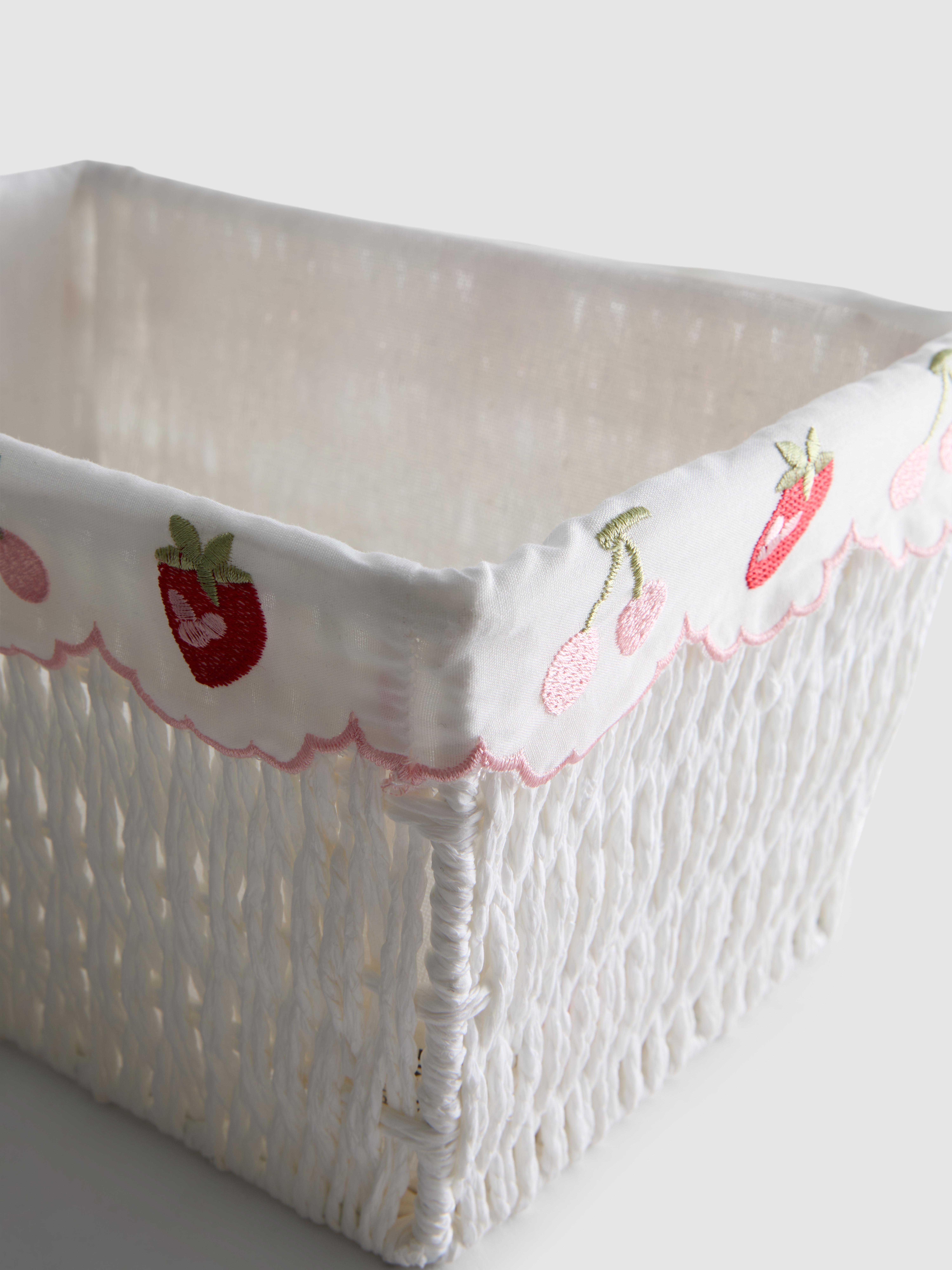 White Embroidered Paper Rope Storage Box | Penneys