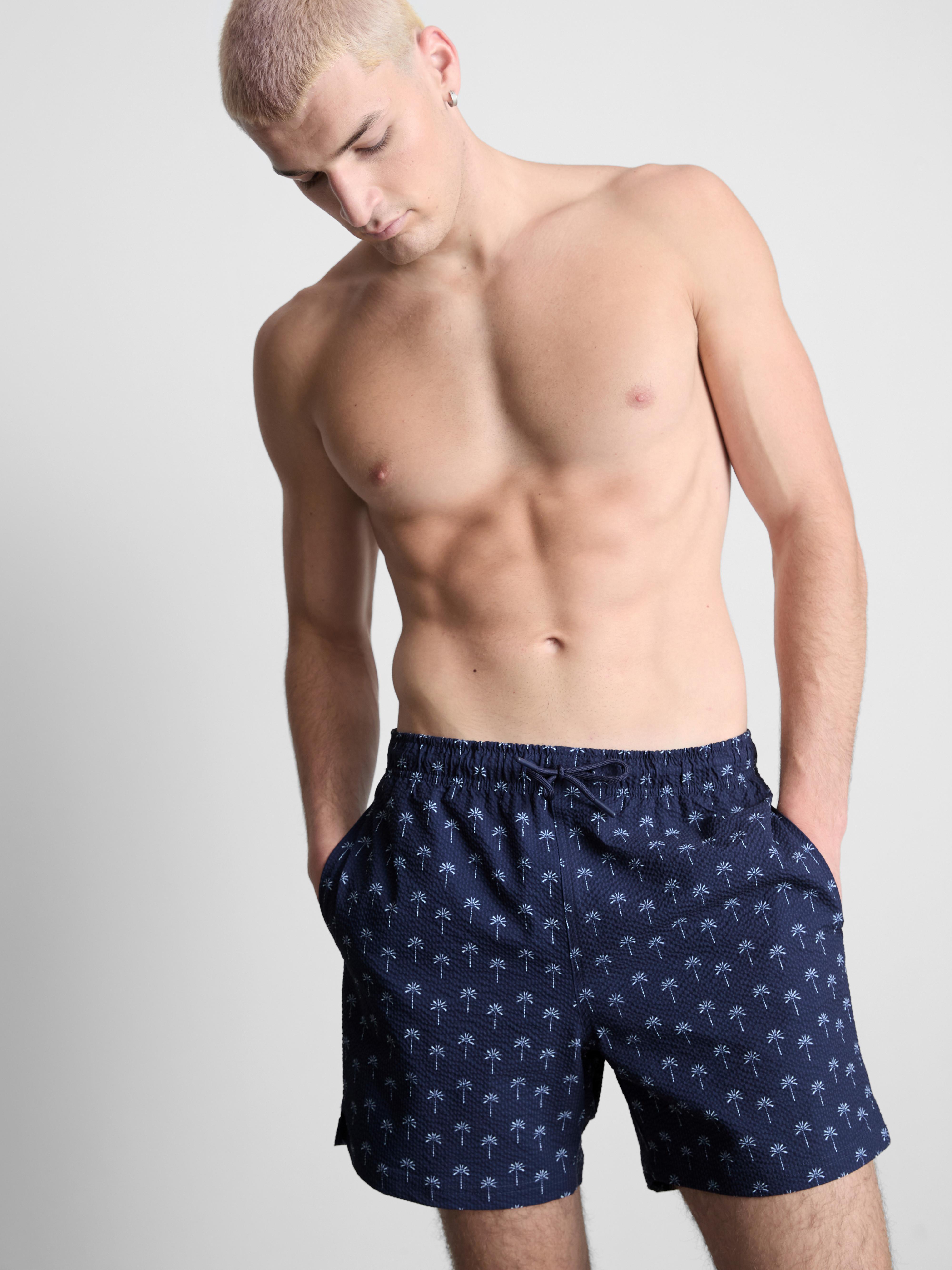 Mens Navy Palm Tree Swimming Shorts | Primark