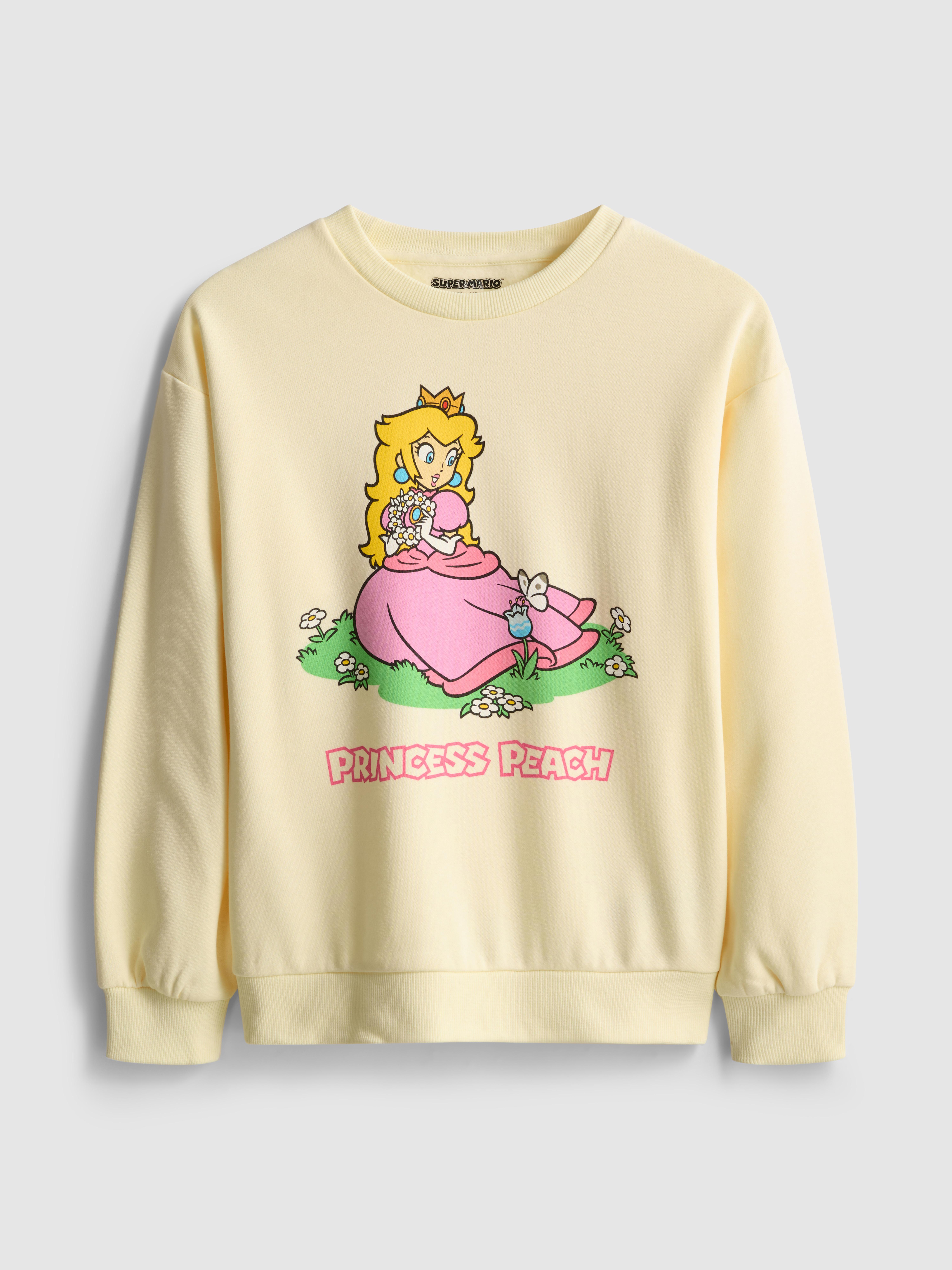 7-15 anos | Camisola Super Mario World Princess Peach - Amarelo-claro ...