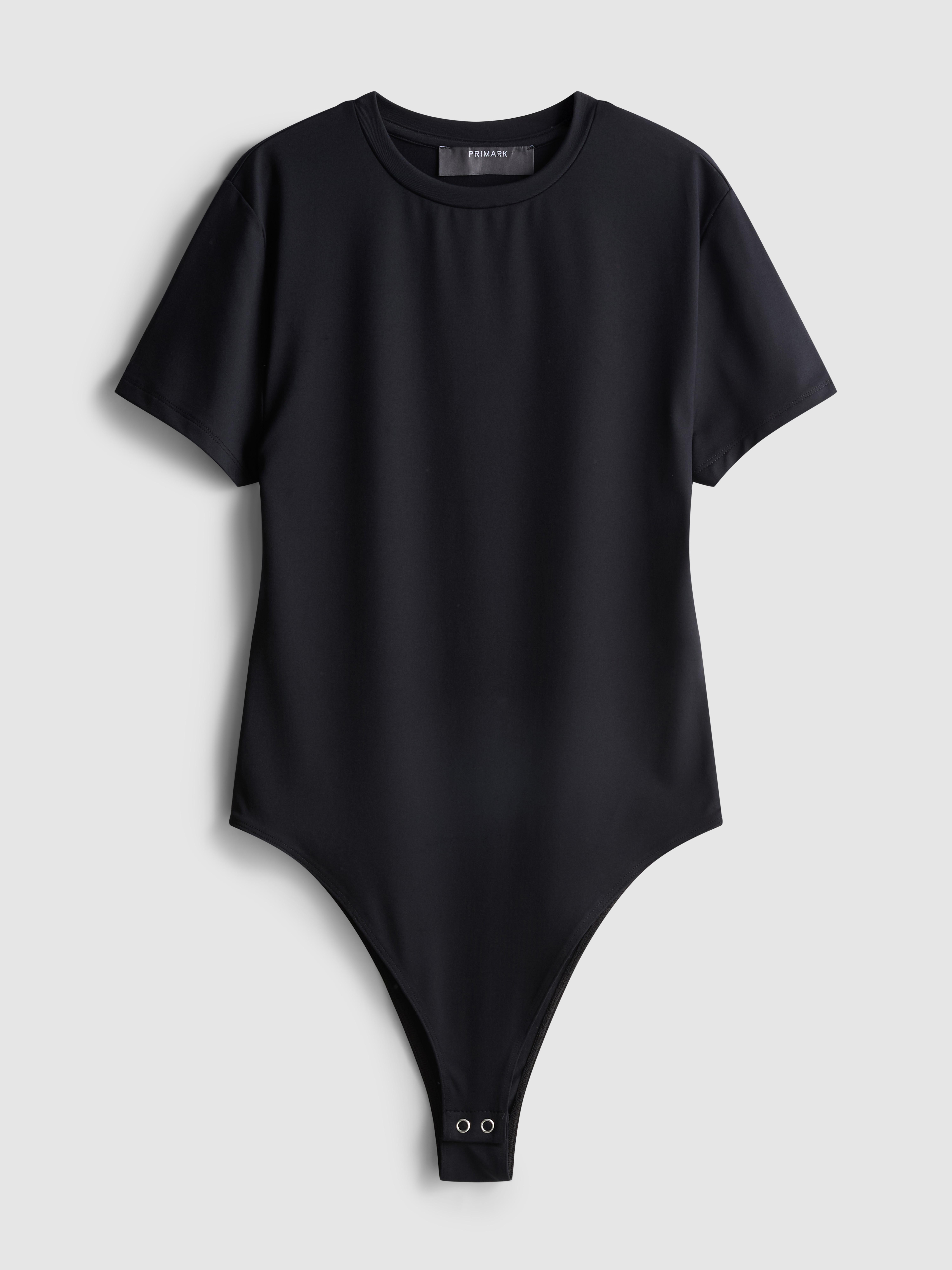 Women's Black Form-Fitting Short-Sleeved T-Shirt Bodysuit | Primark