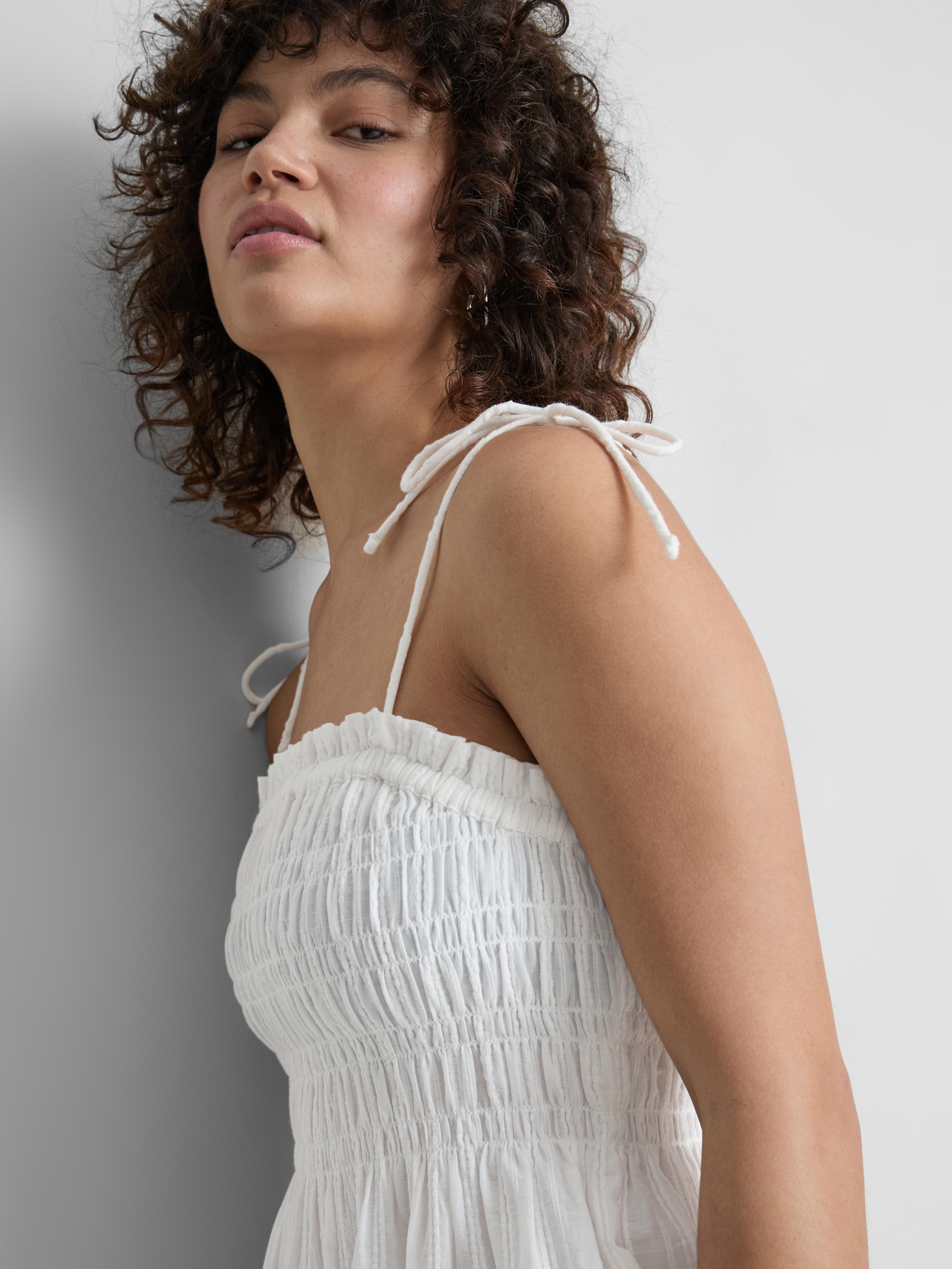 Women's White Cotton Shirred Bodice Mini Beach Dress | Penneys