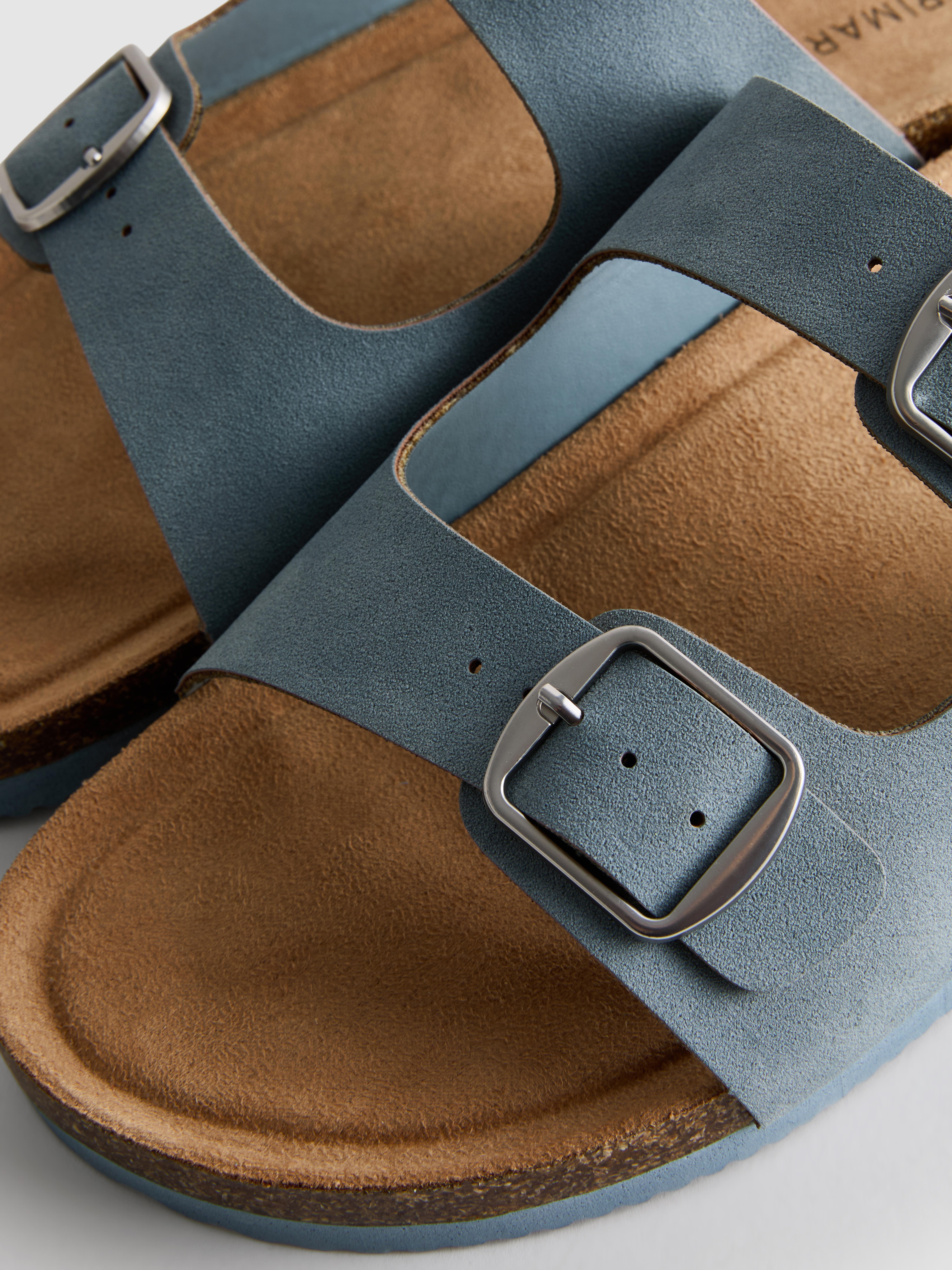 Womens Blue Double Buckle Strap Mule Sandals | Primark