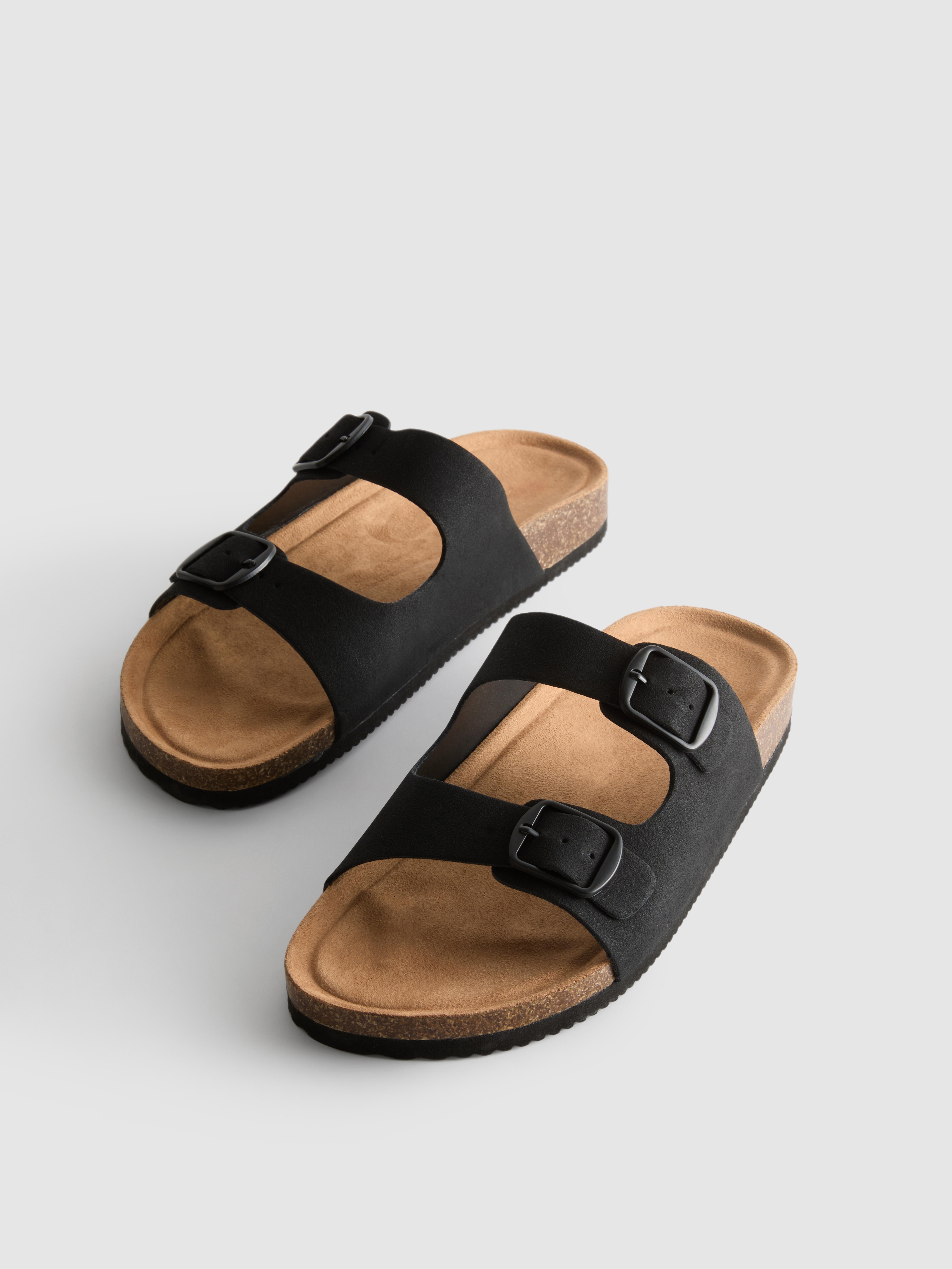 Womens Black Double Buckle Strap Mule Sandals | Primark