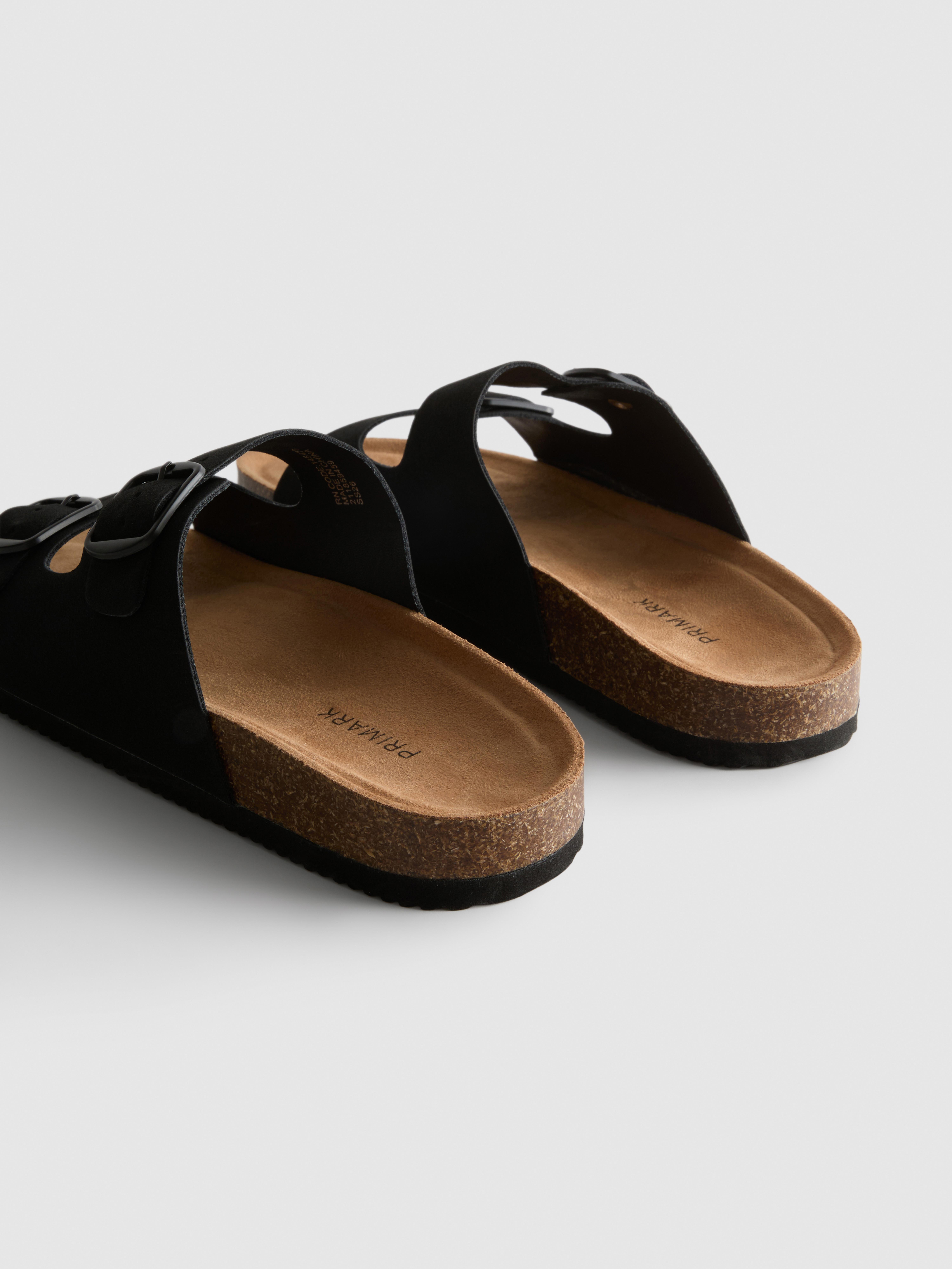 Womens Black Double Buckle Strap Mule Sandals | Primark