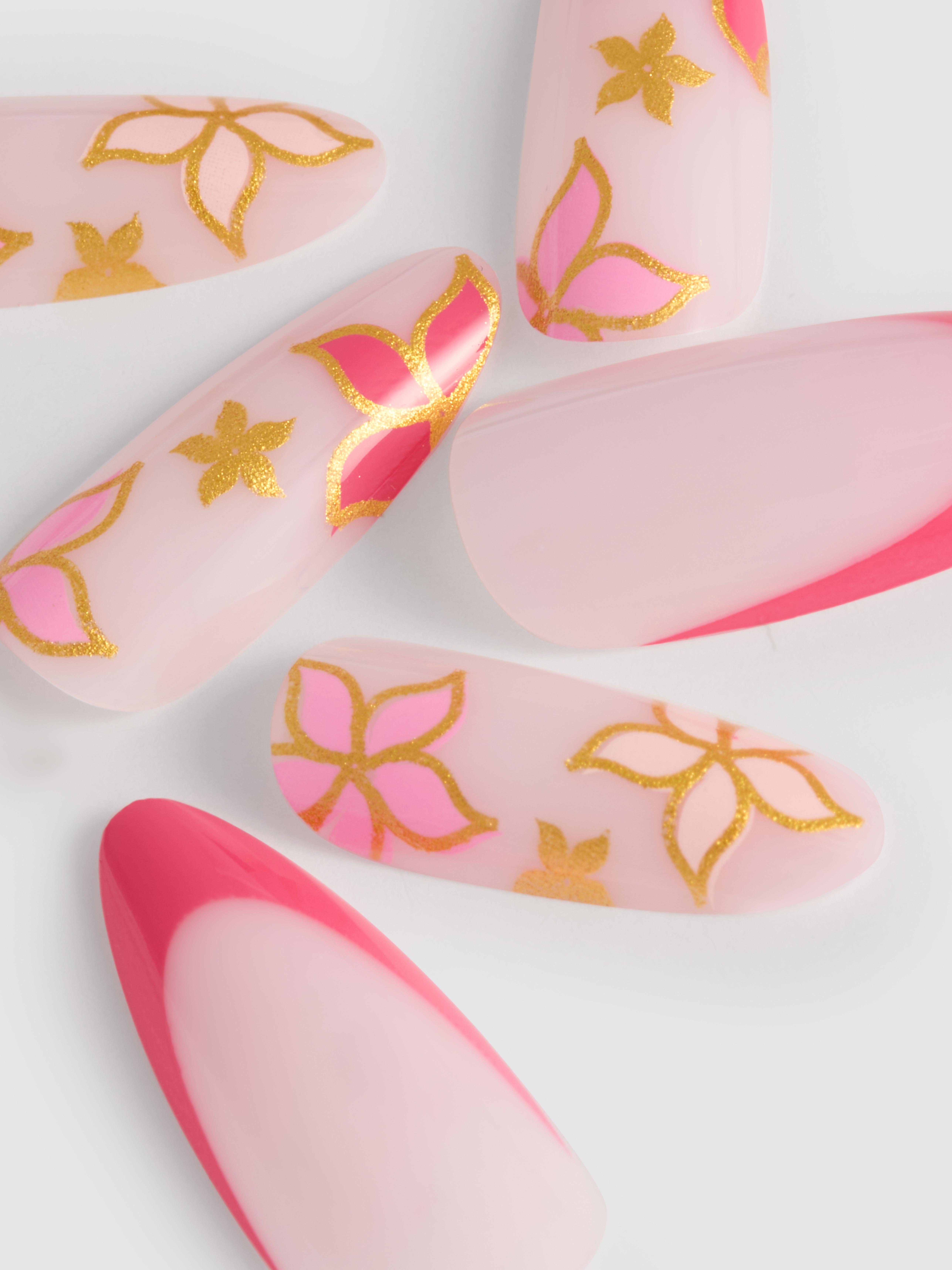 Gold PS... Flower Stiletto Gloss False Nails | Primark