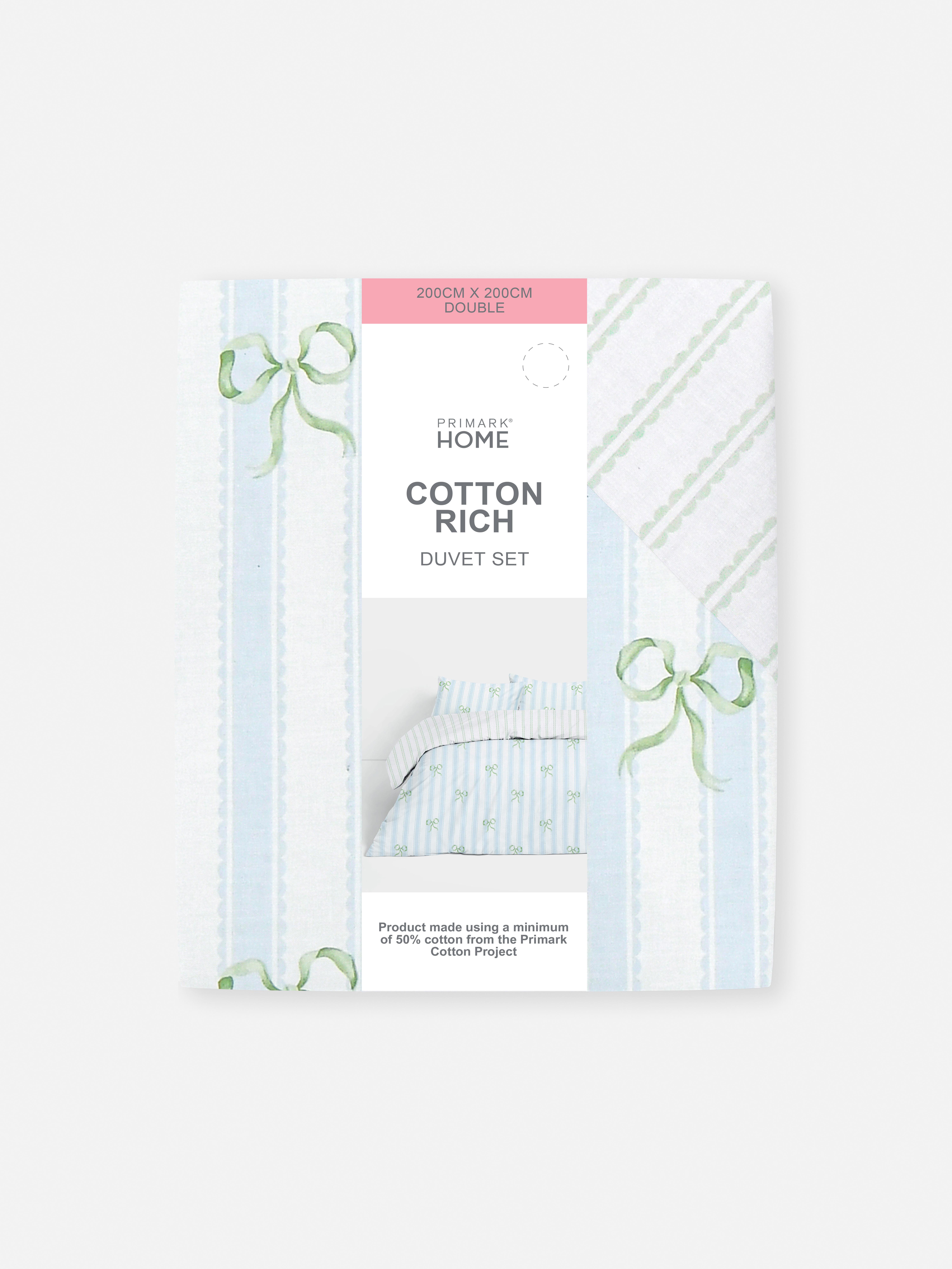 Parure de lit double à motif nœud et rayures - Bleu | Primark