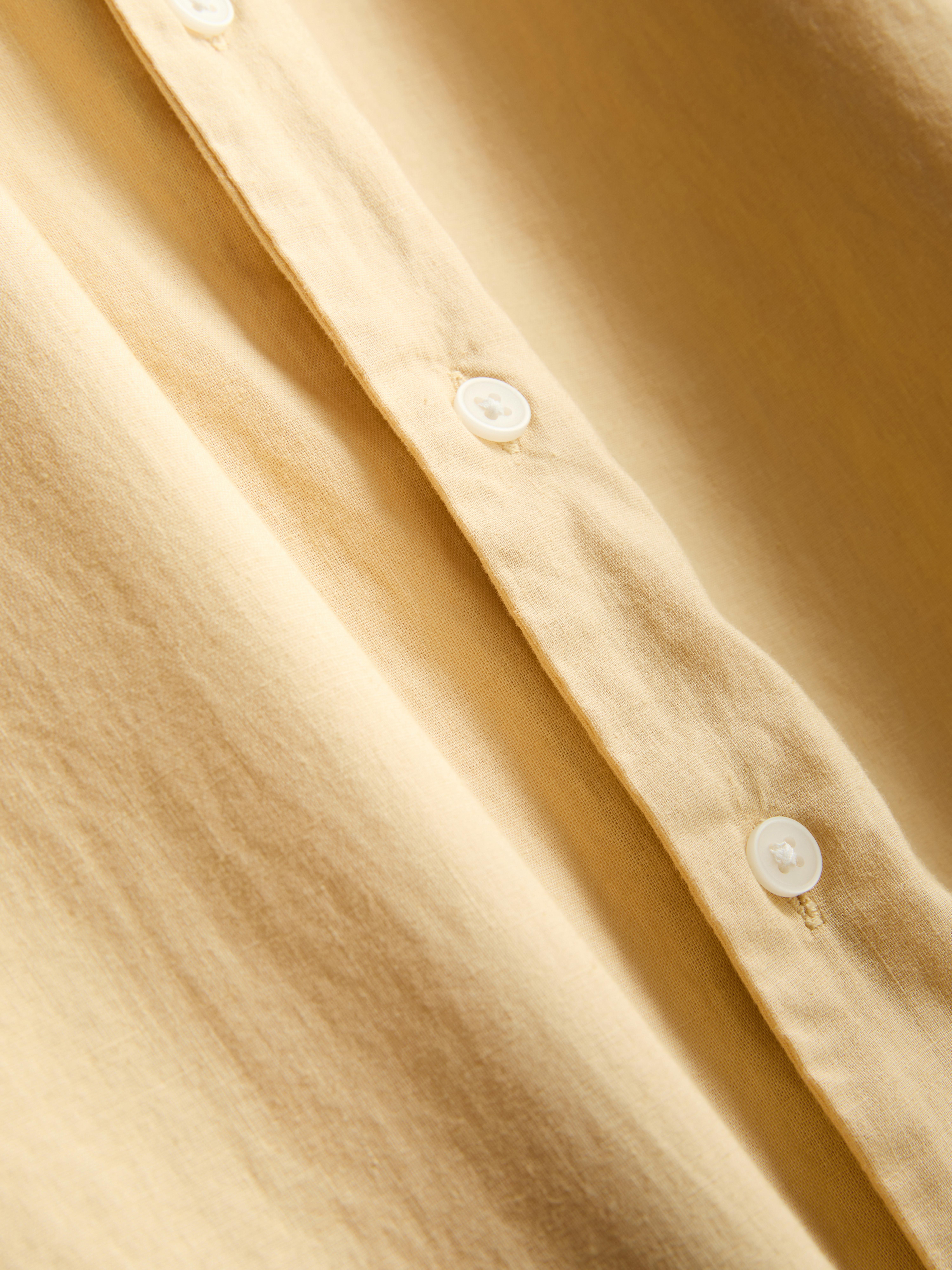 Men's Yellow Short Sleeve Linen Blend Shirt | Primark