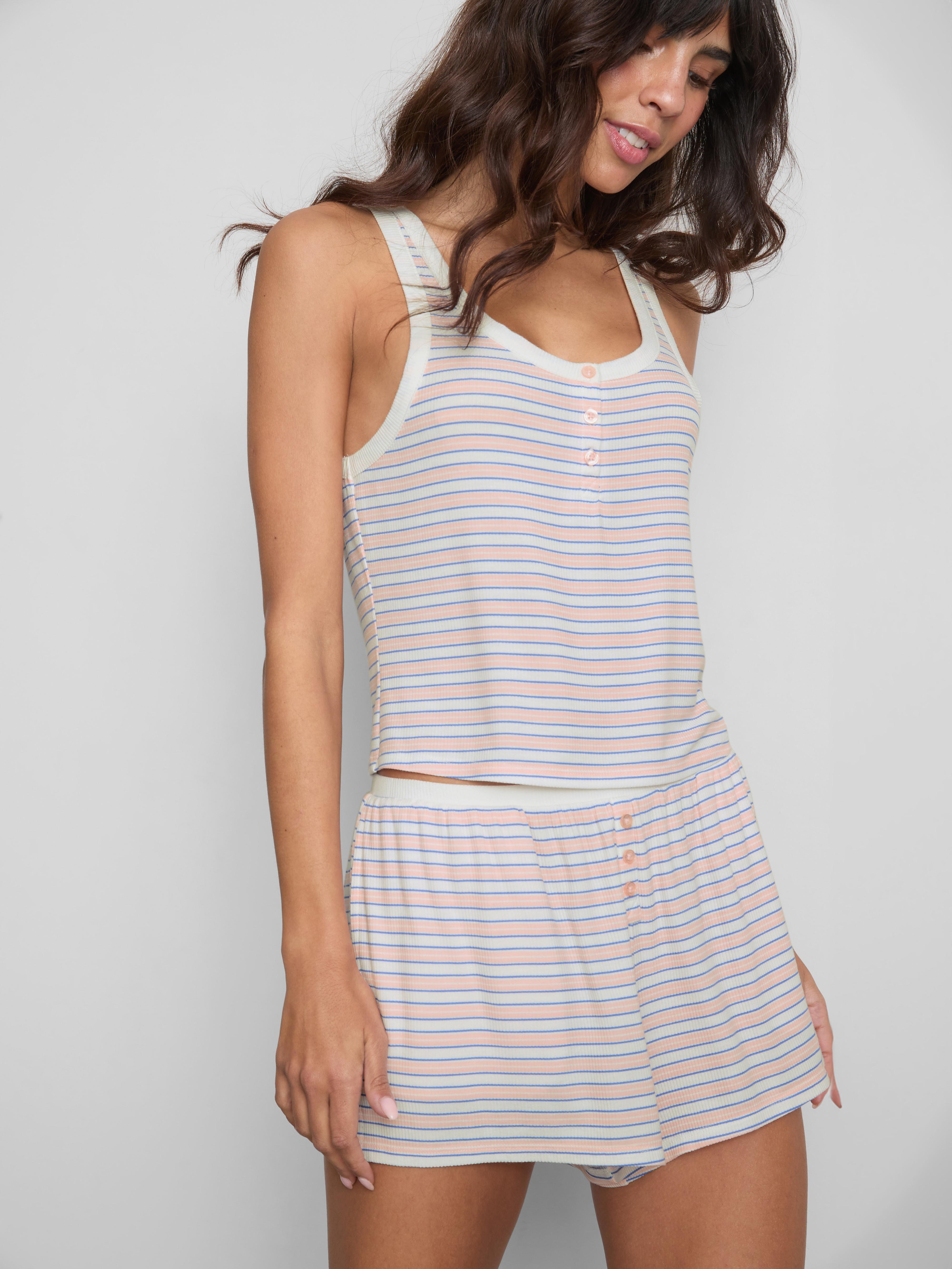 Womens Peach Striped Ribbed Pyjama Cami Top | Primark