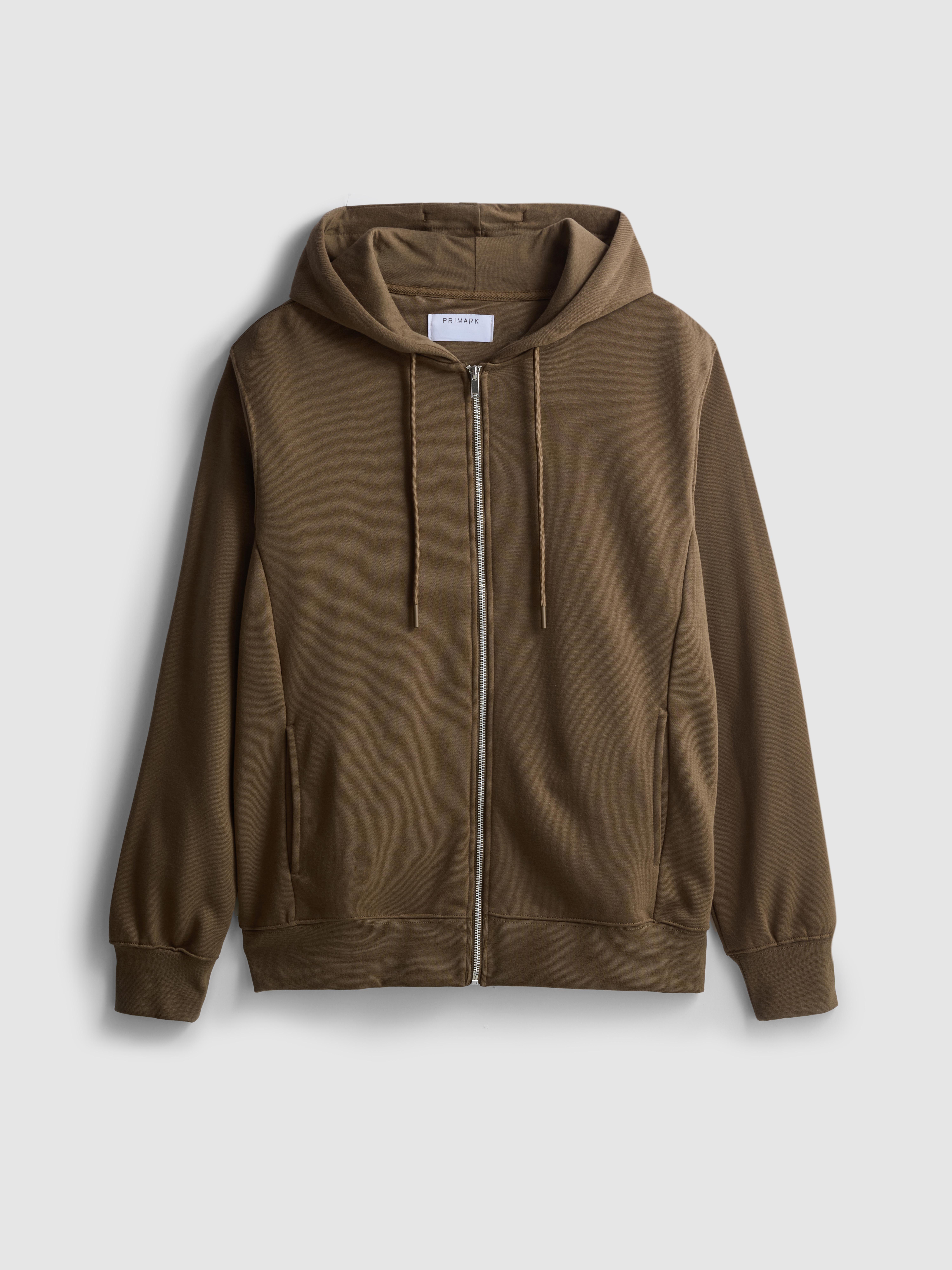 Mens Brown Essential Zip-Up Hoodie | Primark