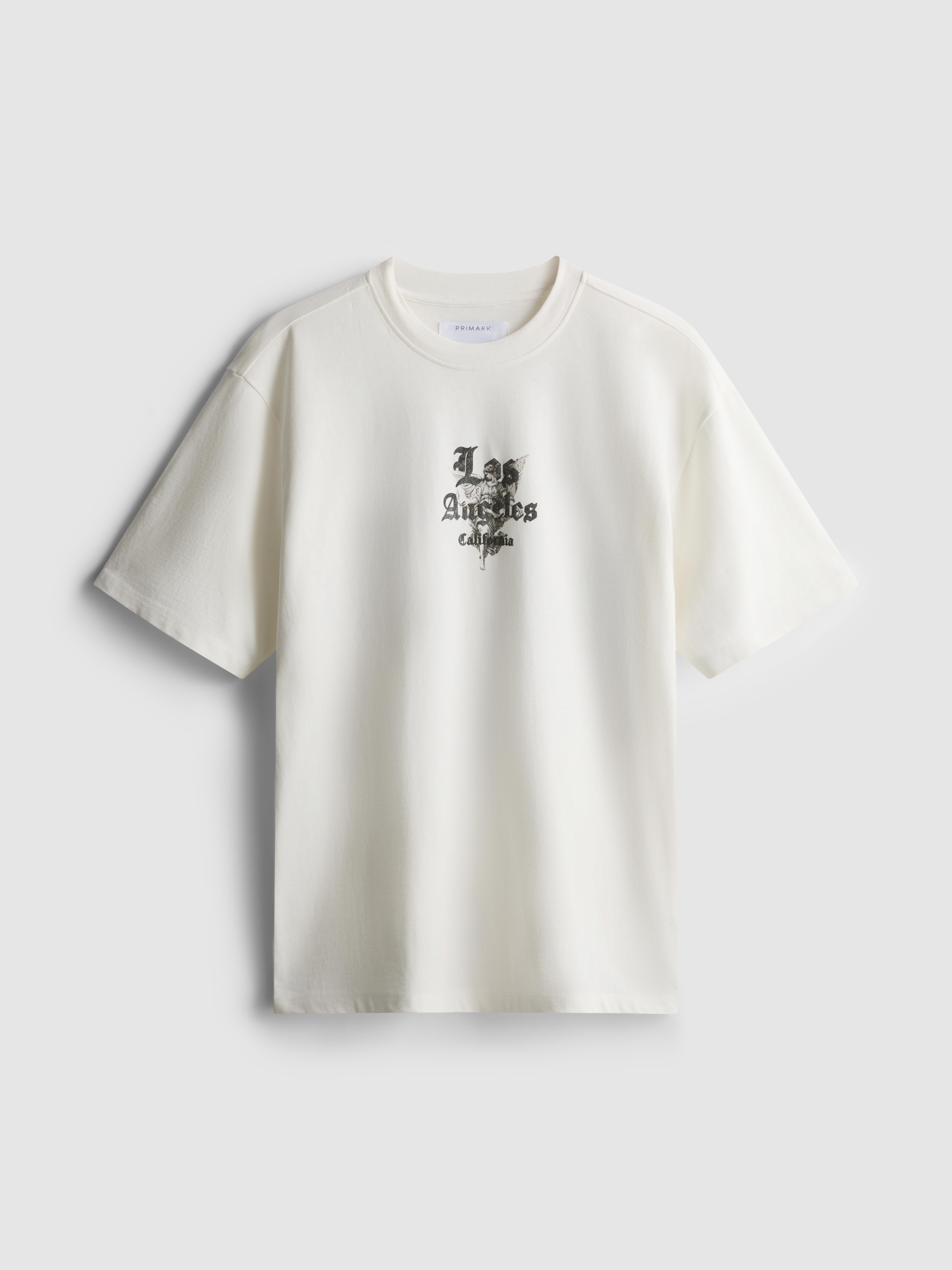 „LA“ T-Shirt mit verpixeltem Engel-Print - Weiß - Herren | Primark