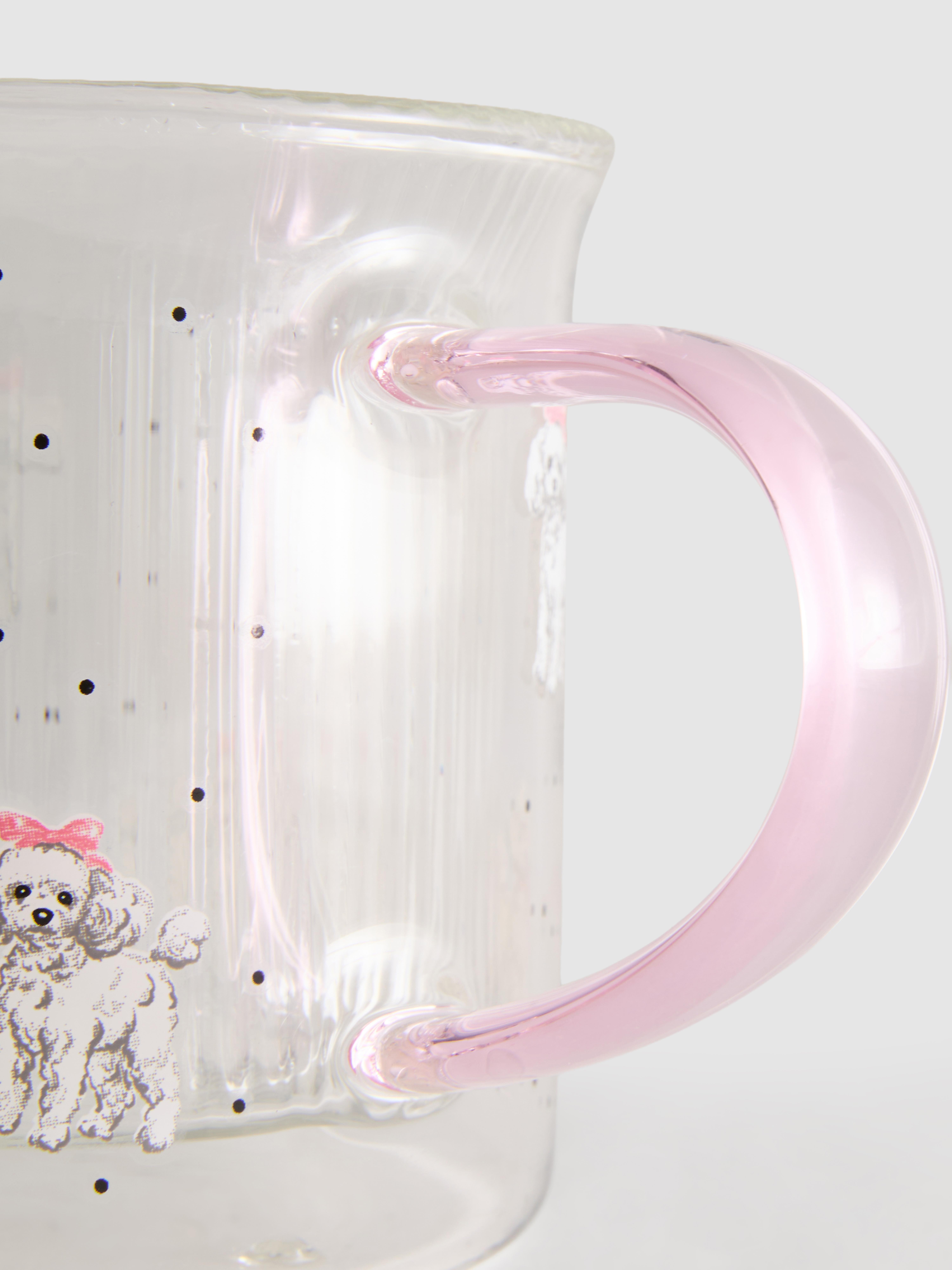 Pink Ribbed Printed Clear Mug | Primark