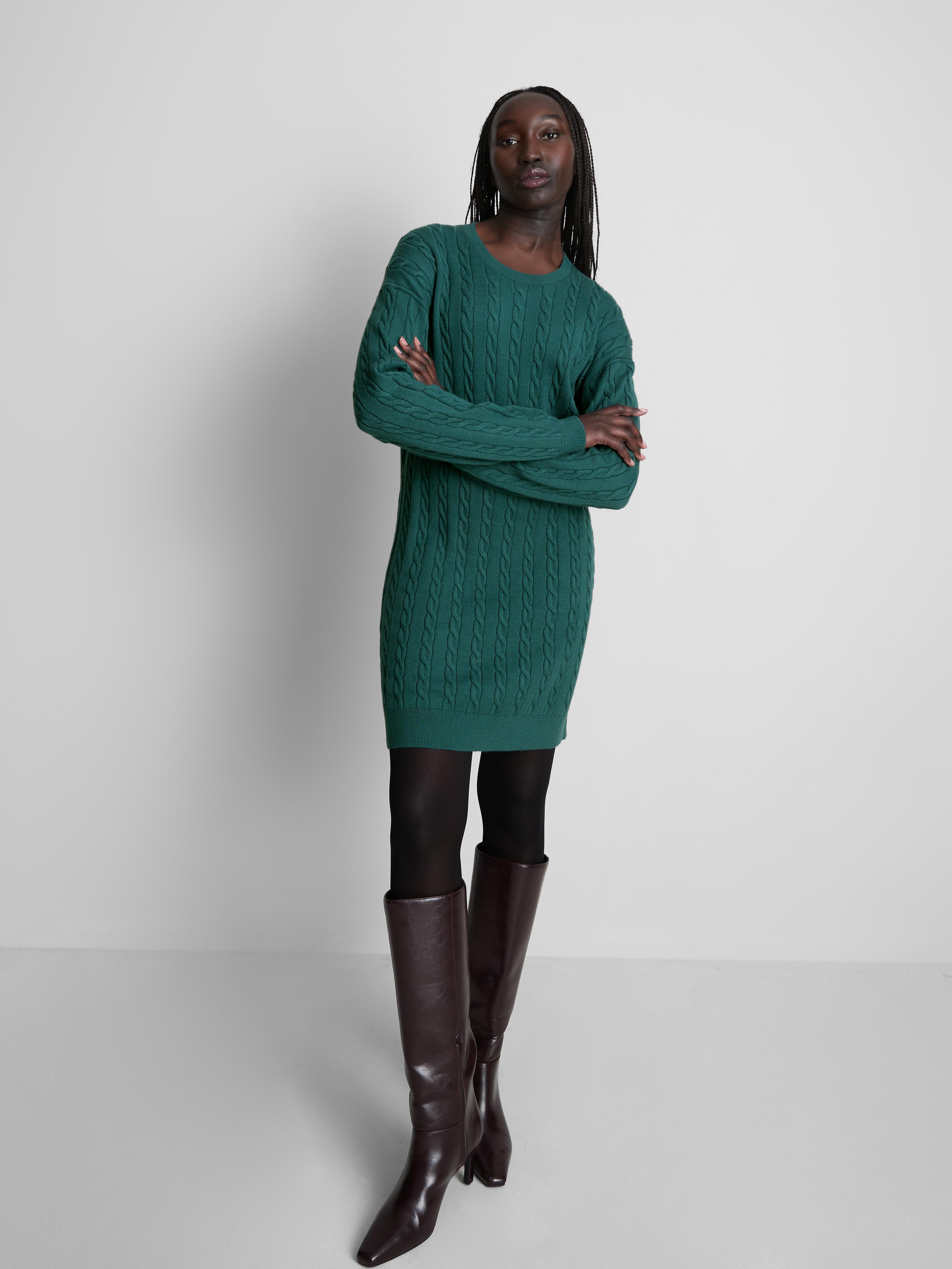 Womens Teal Knitted Cable Mini Dress | Primark