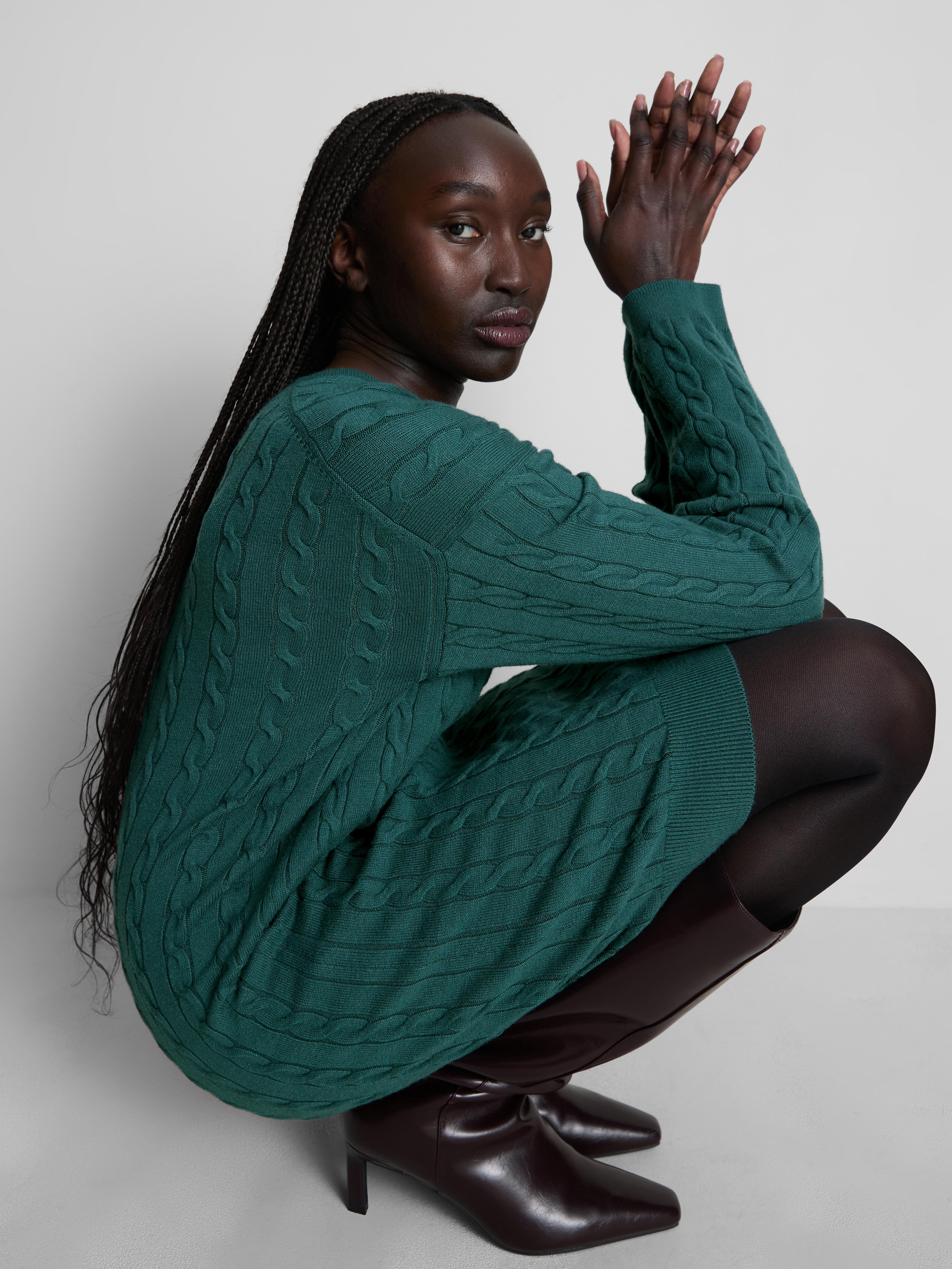 Womens Teal Knitted Cable Mini Dress | Primark