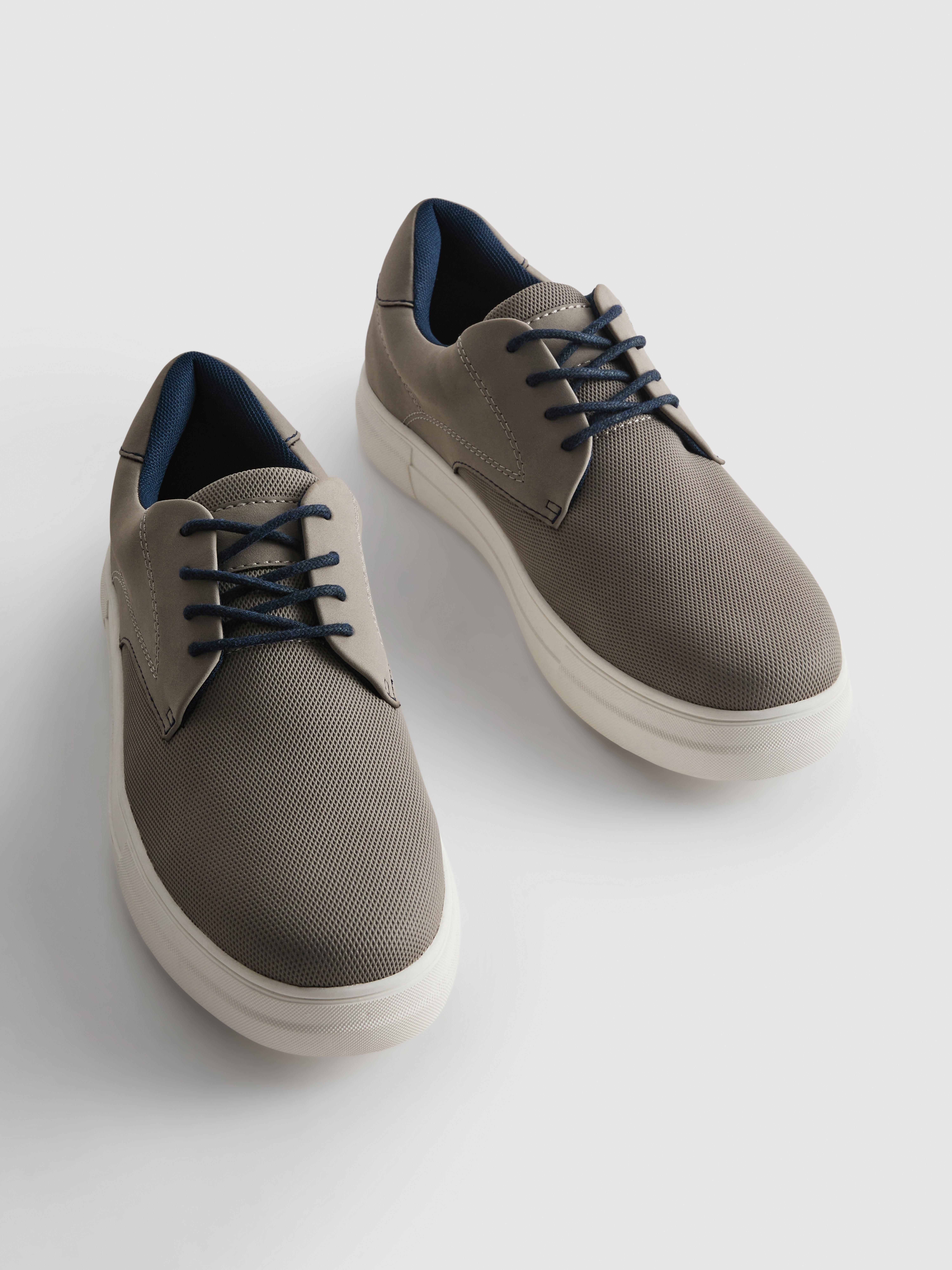 Mens Grey Low-Top Canvas Trainers | Primark