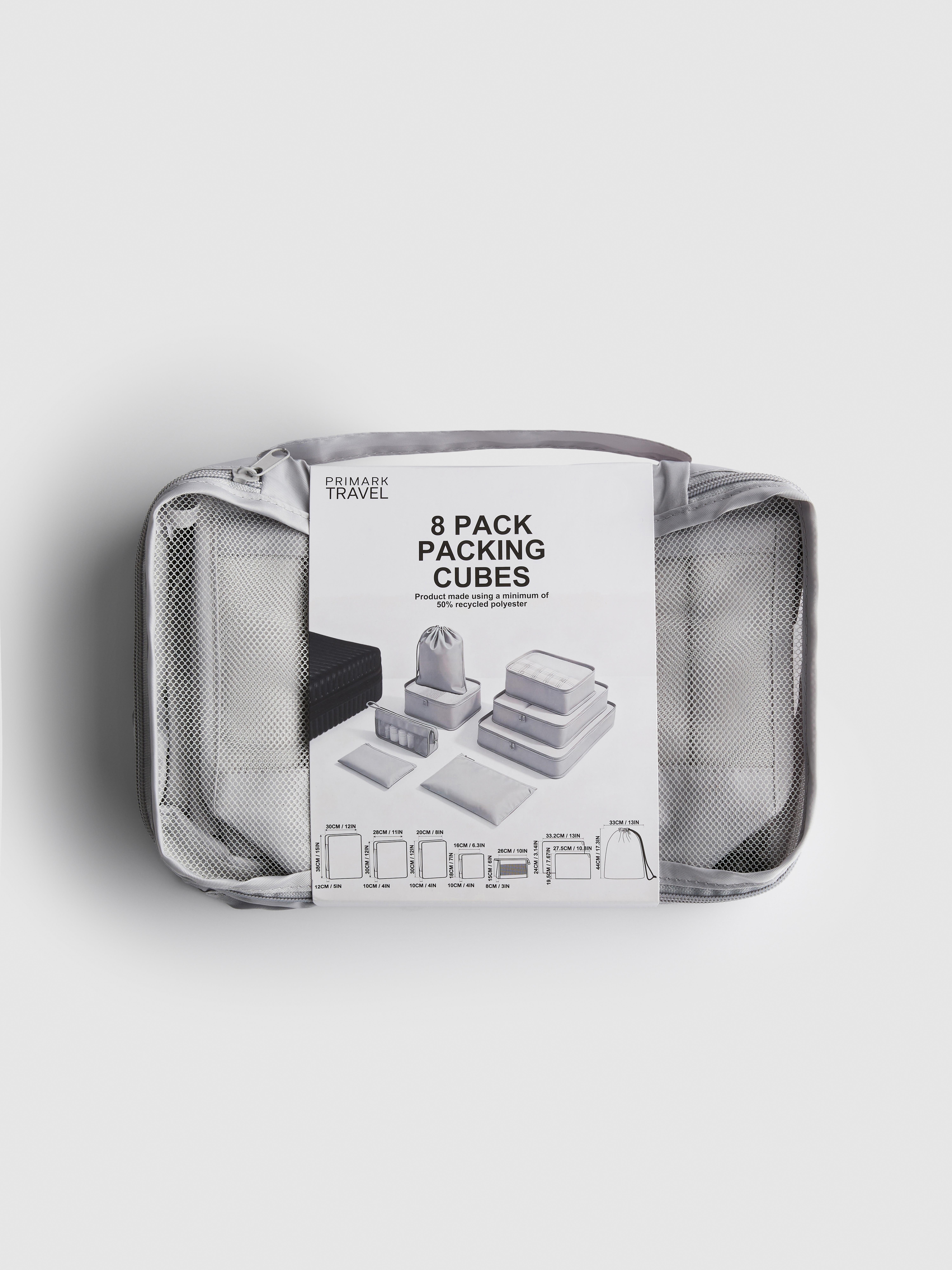 Light Grey 8pk Travel Packing Cubes | Primark