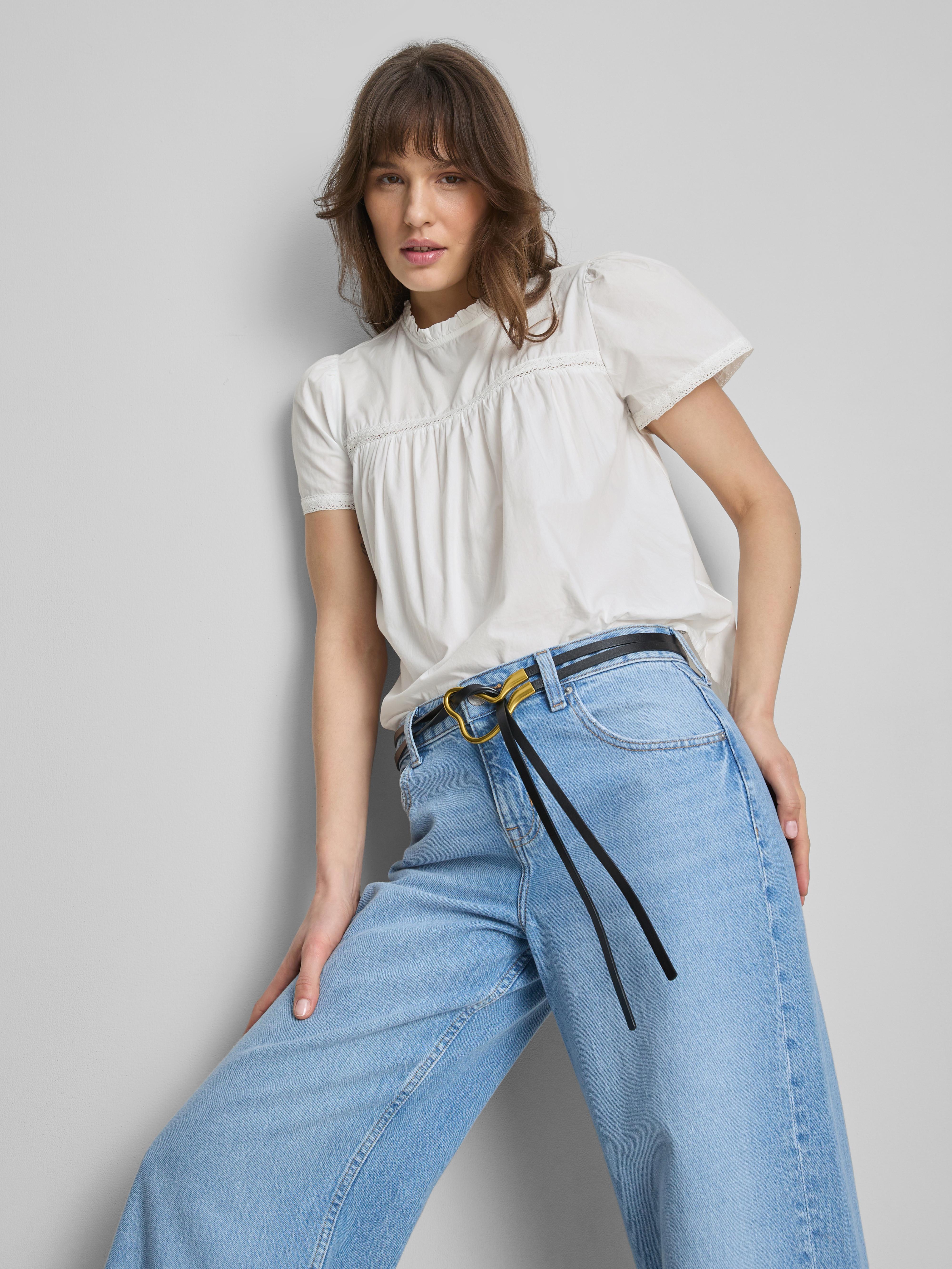 Luźny top ze stójką z bawełnianej popeliny - Biały - Damskie | Primark
