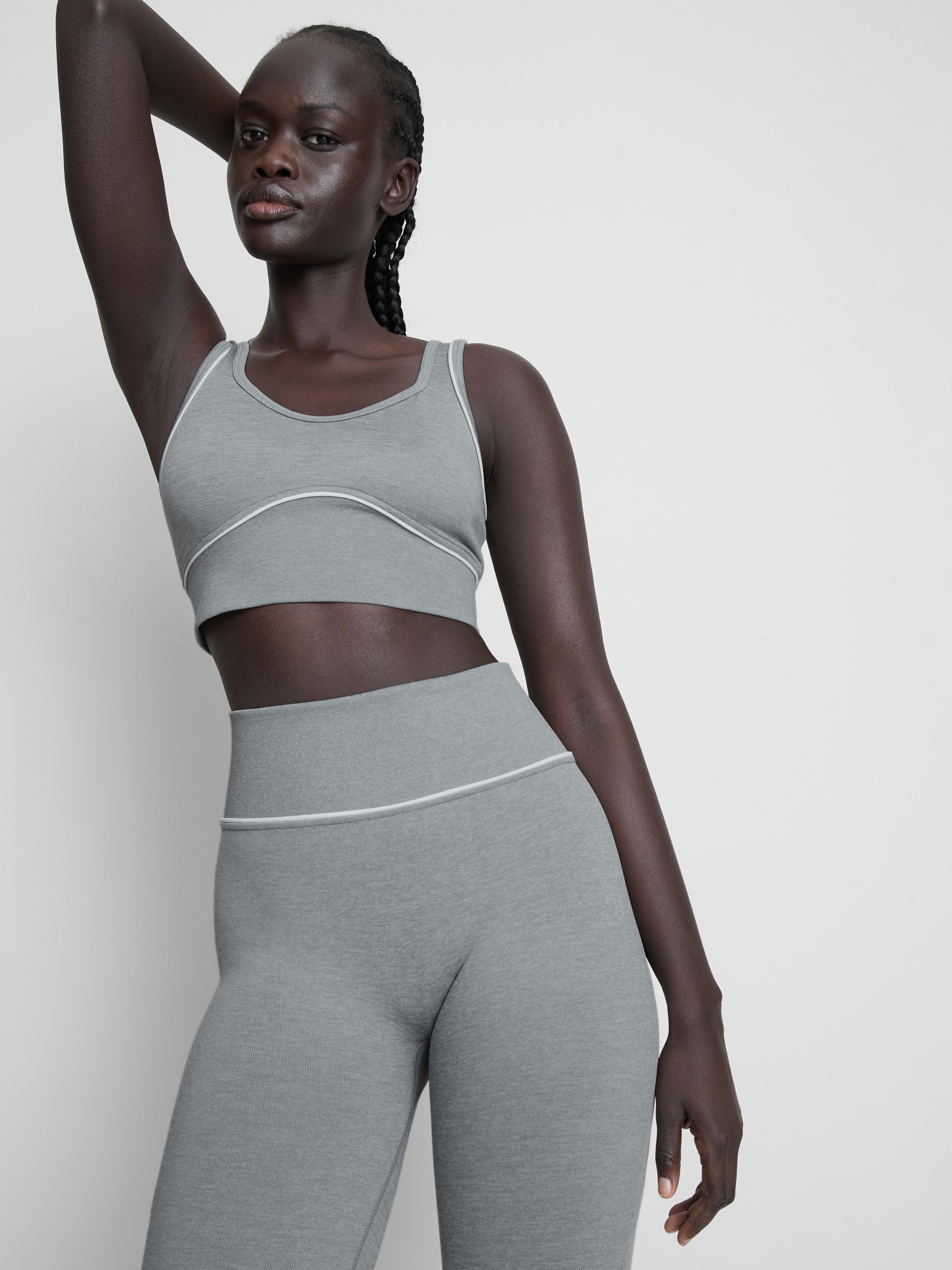 Womens Grey Marl Seamless Pipe Detail Active Crop Top | Primark