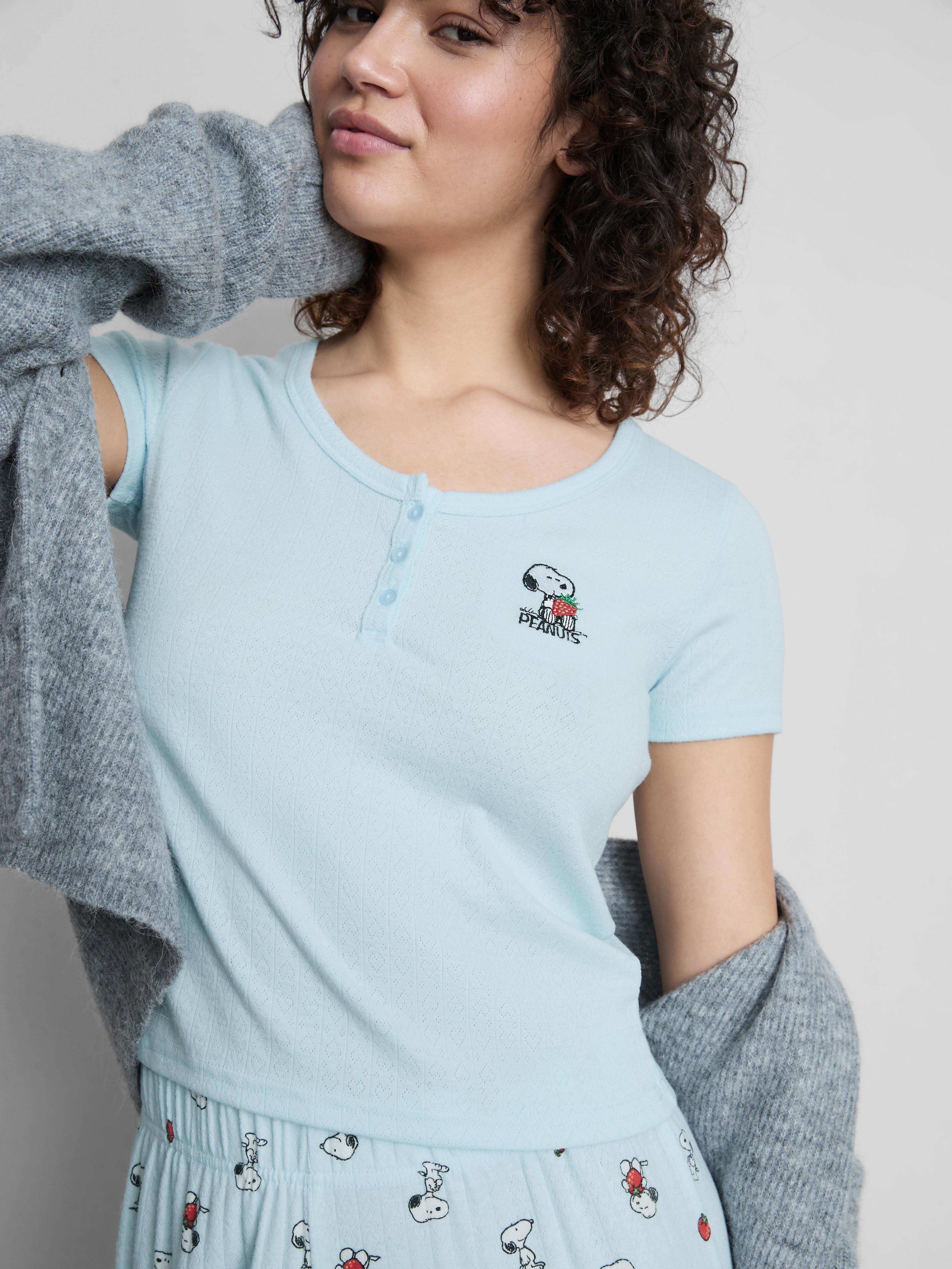 Womens Light Blue Snoopy Graphic Pointelle Pyjamas | Primark