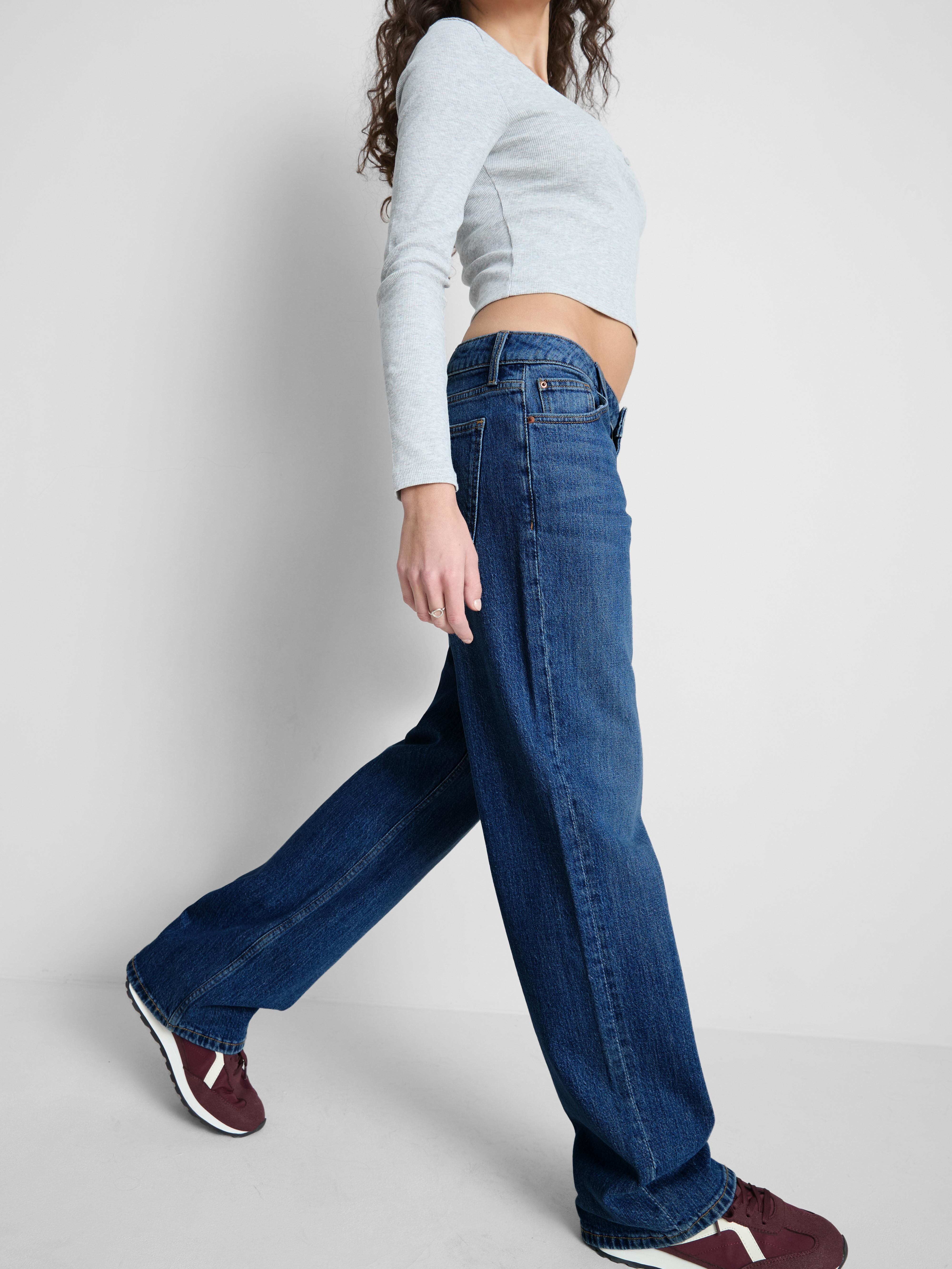 Jean droit taille basse - Bleu chiné - Femme | Primark