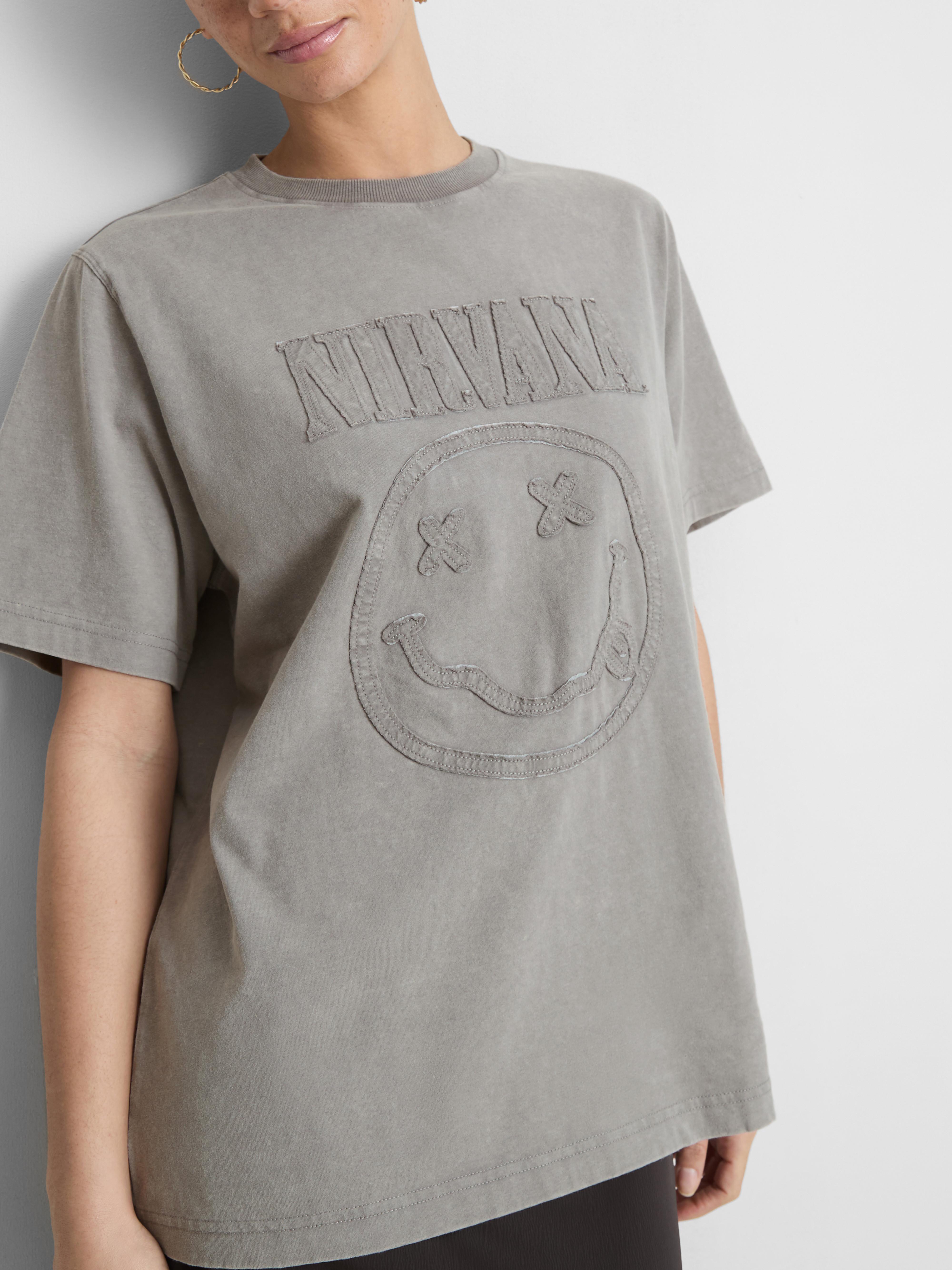 Womens Grey Relaxed Nirvana Graphic Band Tee | Primark