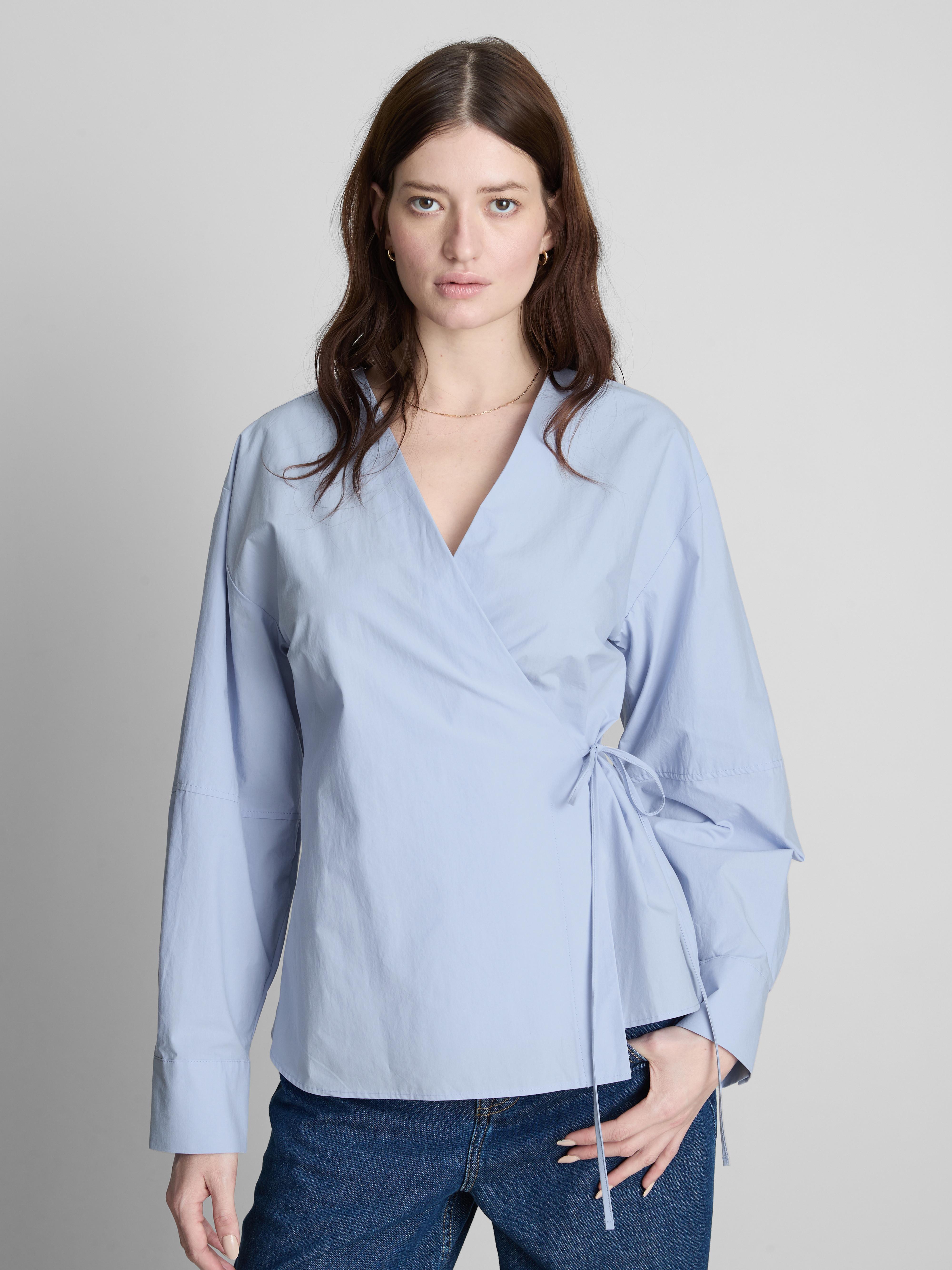 Womens Light Blue The Edit Cotton Wrap Shirt | Primark