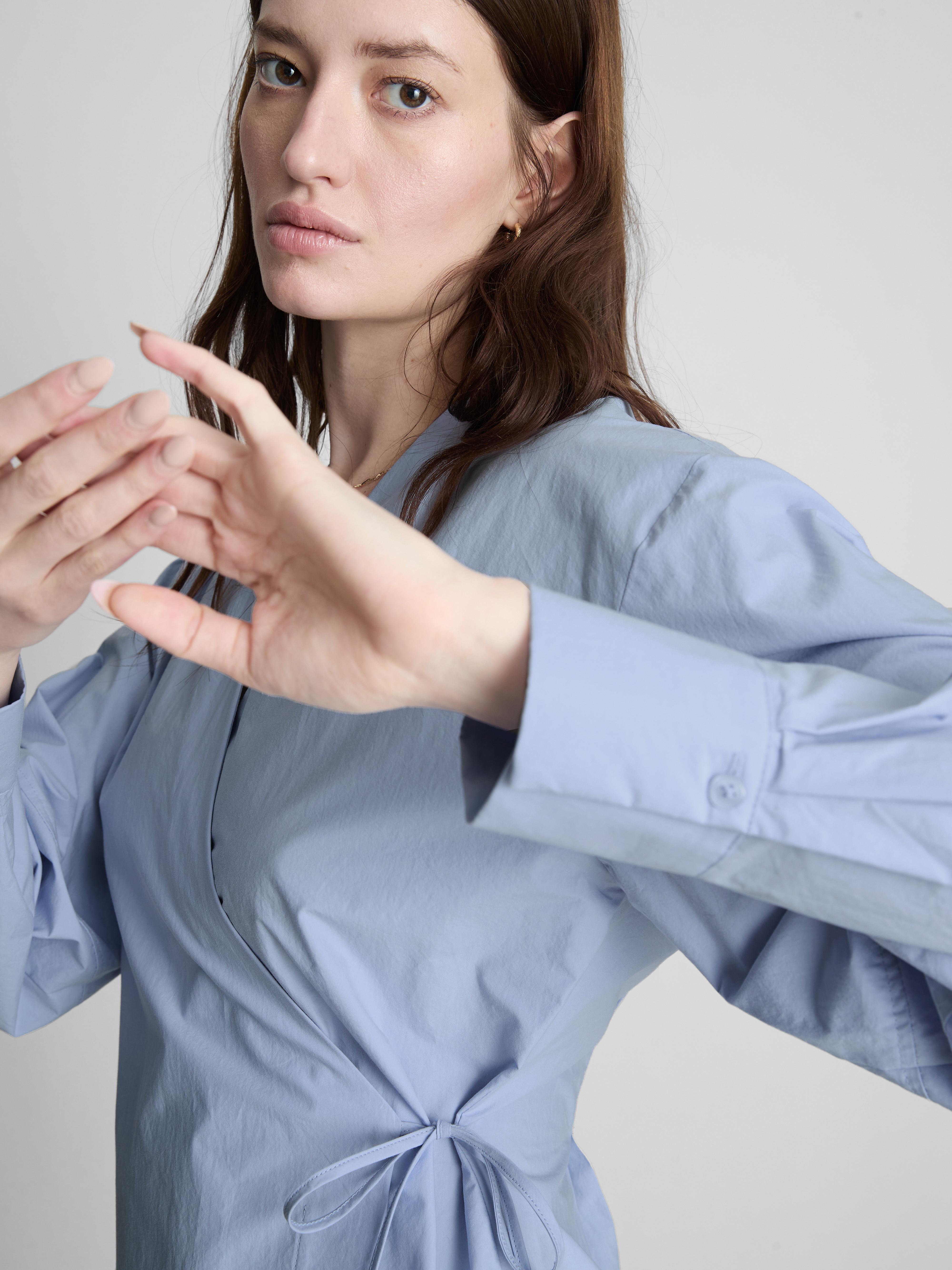 Womens Light Blue The Edit Cotton Wrap Shirt | Primark