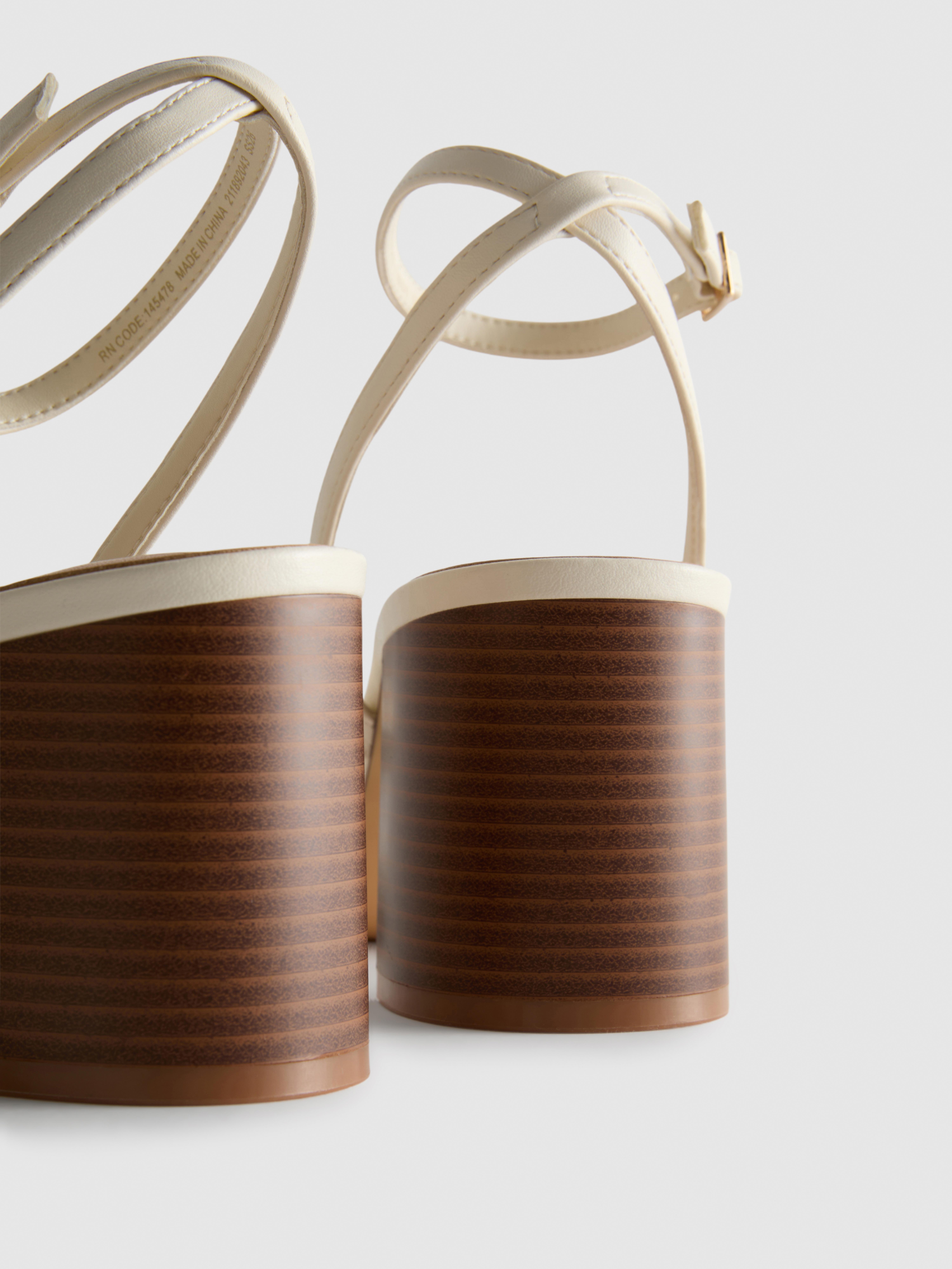 Womens Ecru Buckle Detail Block Heel Sandals | Primark