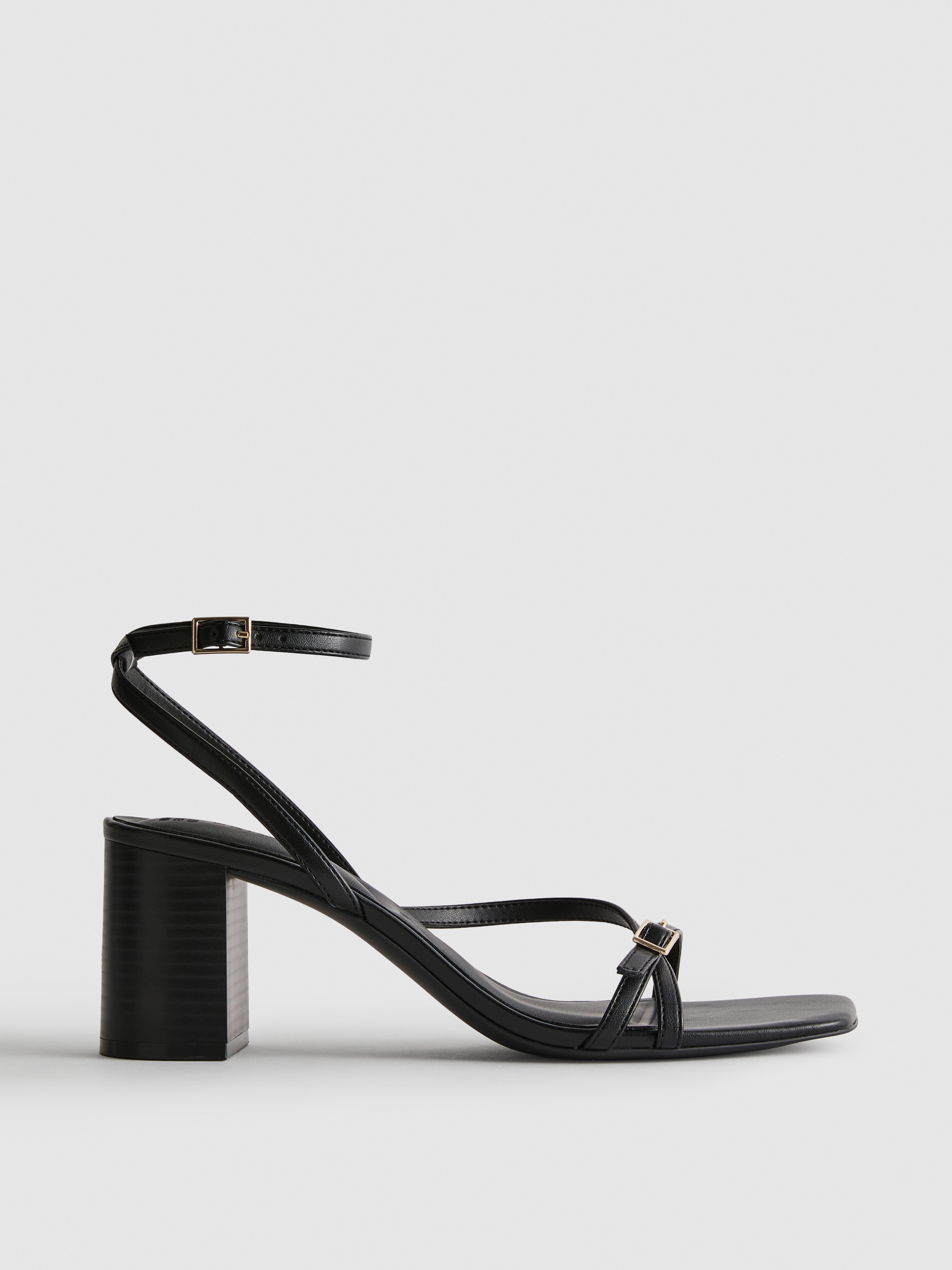 Womens Black Buckle Detail Block Heel Sandals | Primark