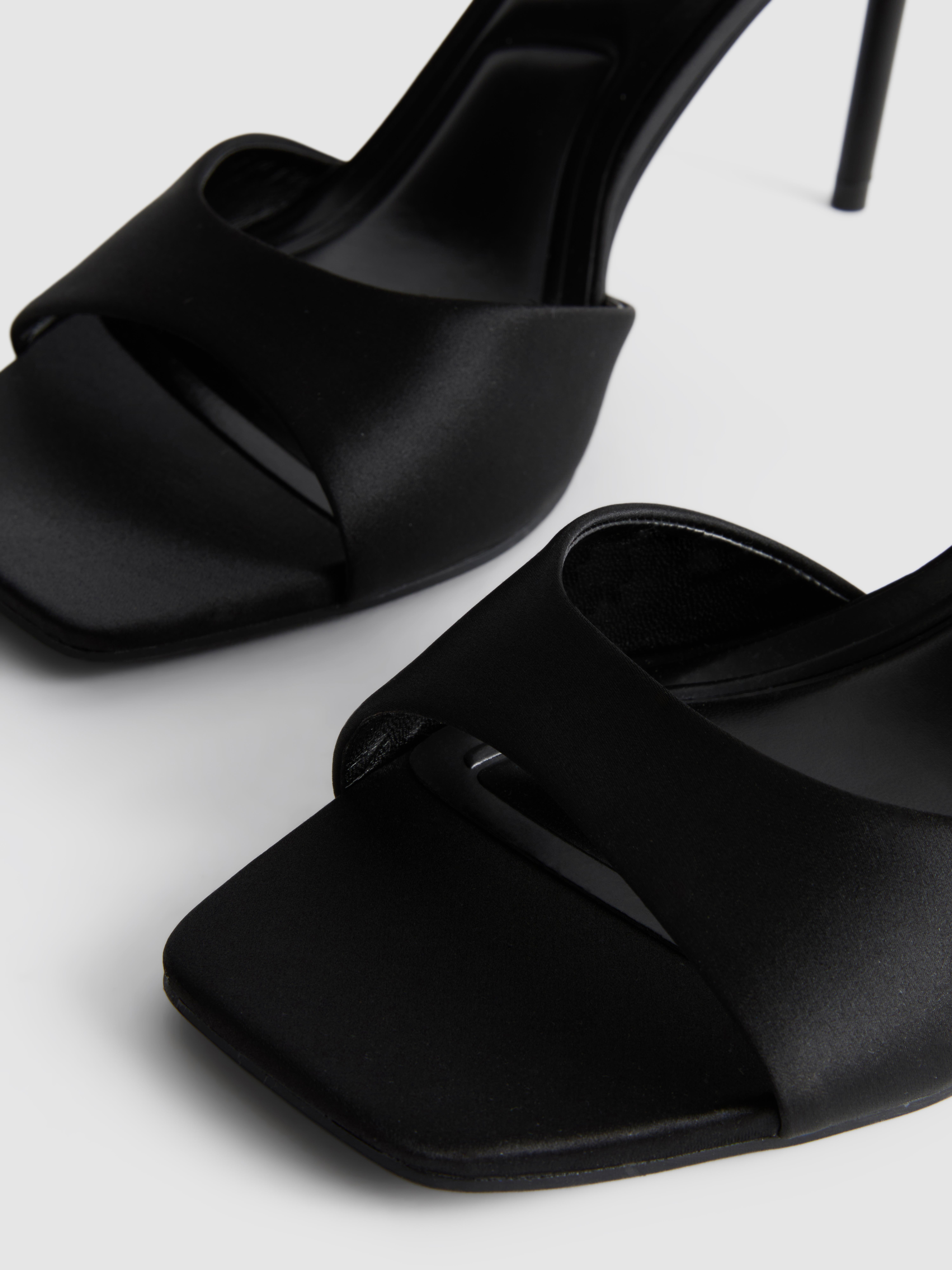 Womens Black Satin Stiletto Sandals | Primark