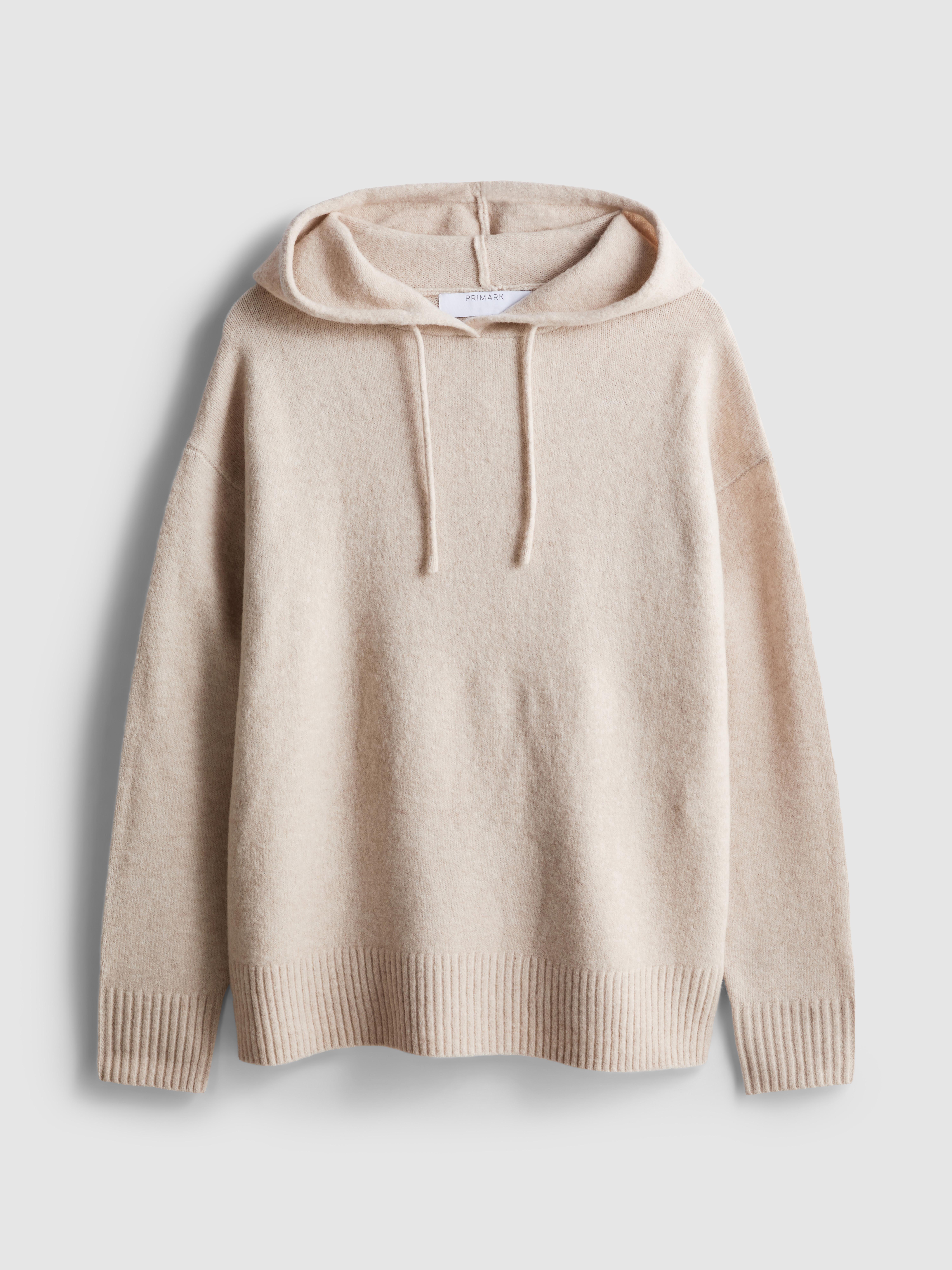 Womens Oatmeal Knitted Drawstring Hoodie | Primark
