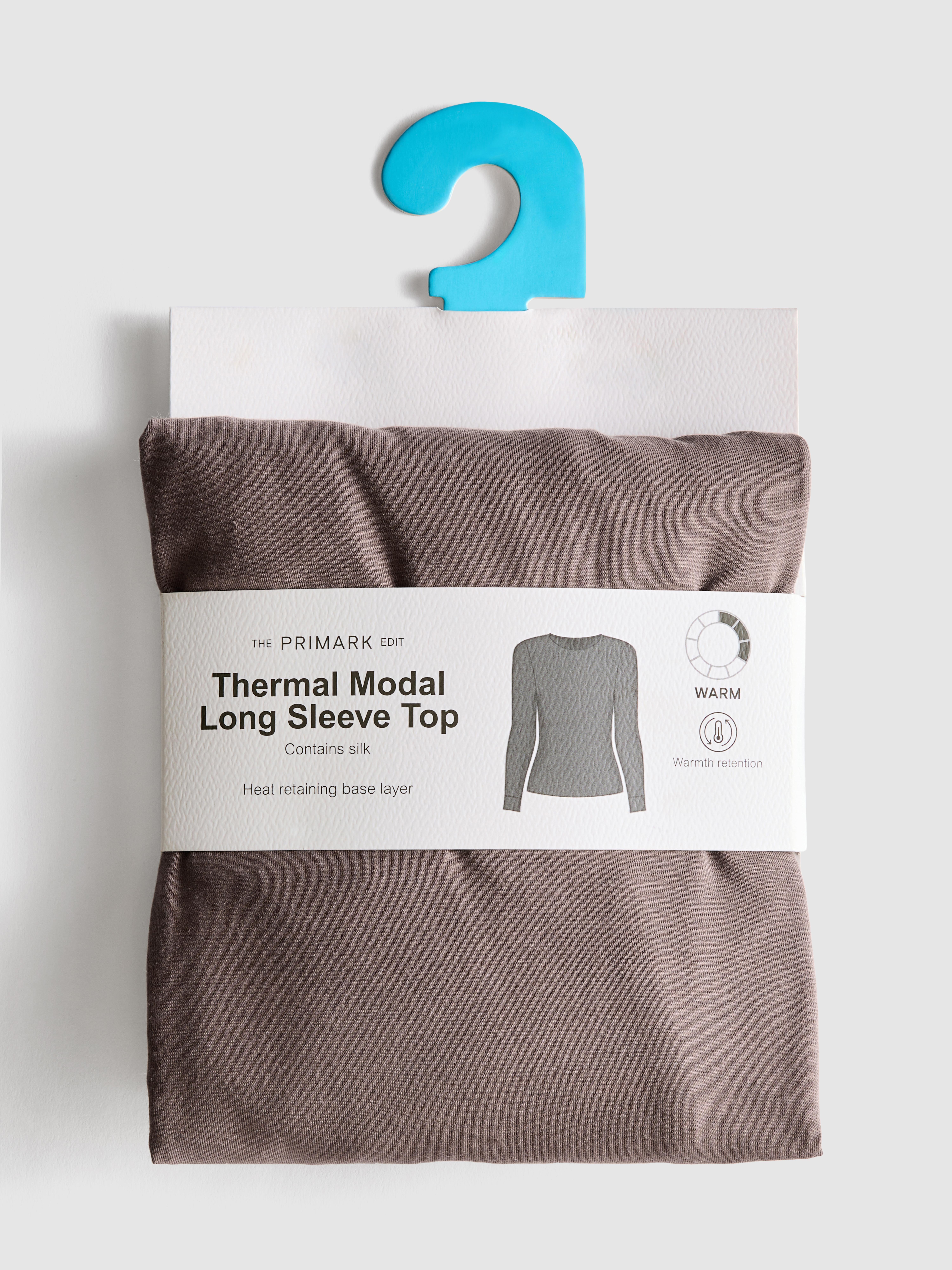 Womens Mocha The Edit Primark Heat IQ Warm Long Sleeve Thermal Top ...