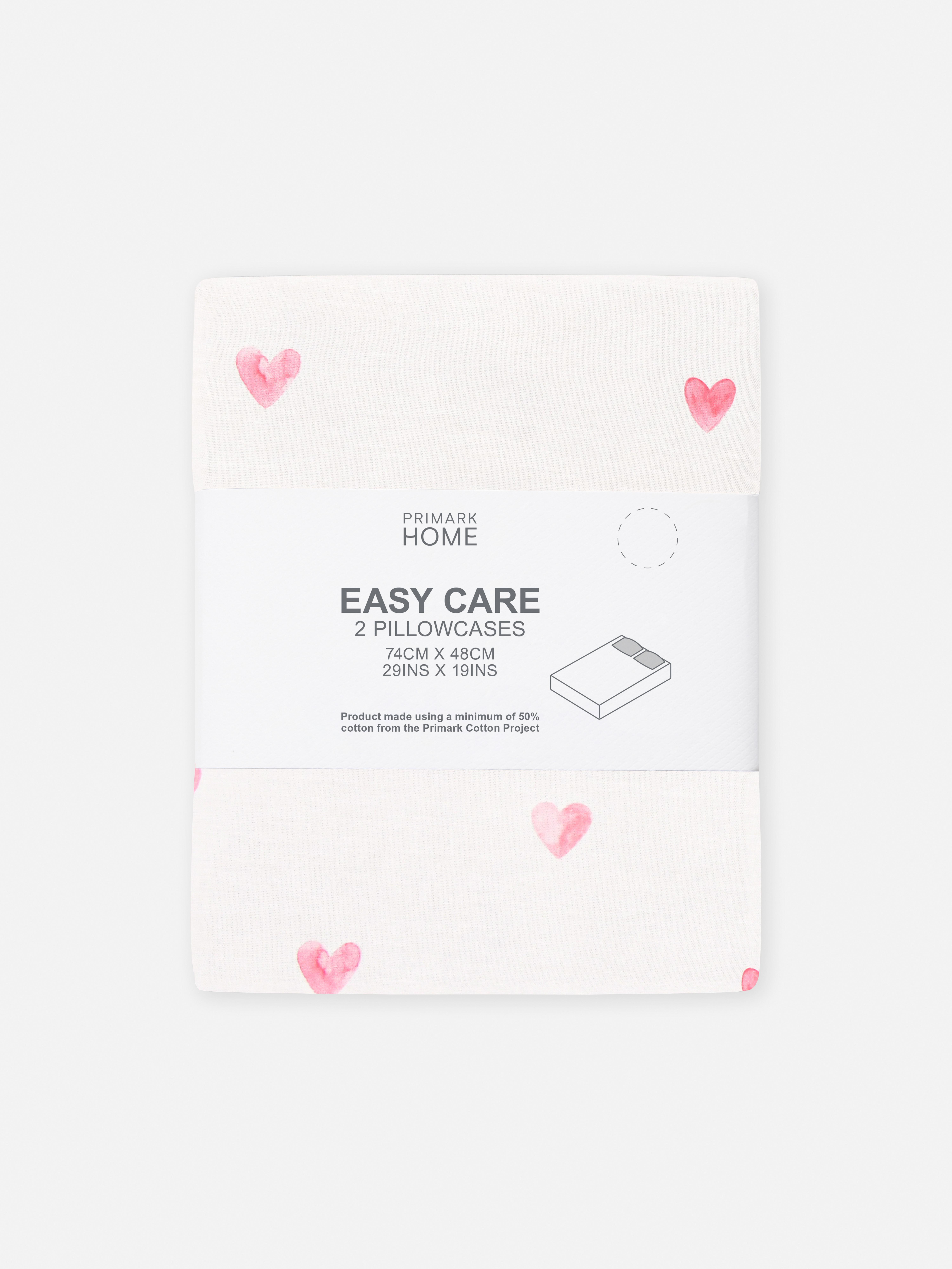 White 2pk Heart Pillowcases | Primark