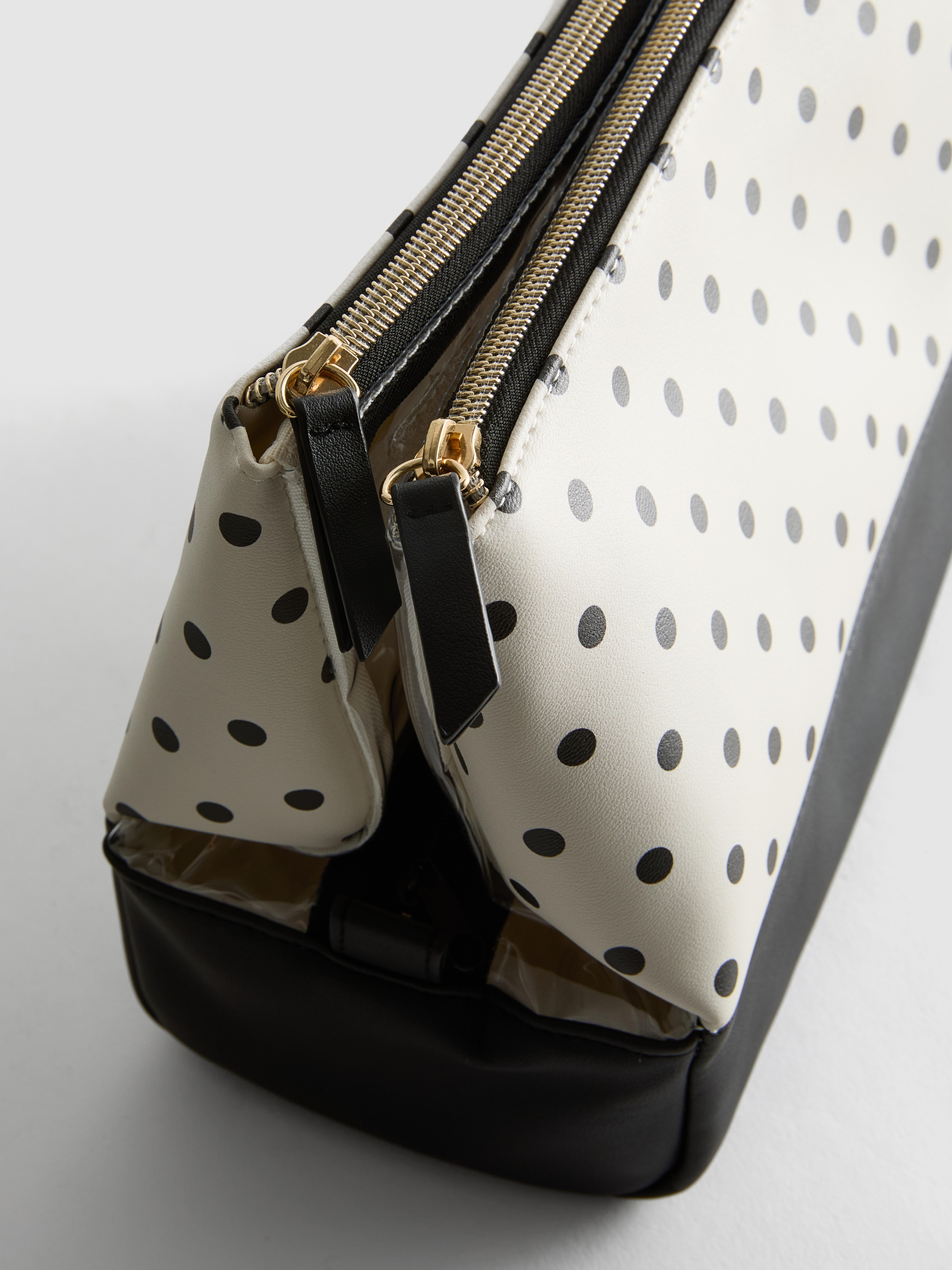 Polka Dot Faux Leather Fold-Out Wash Bag | Primark