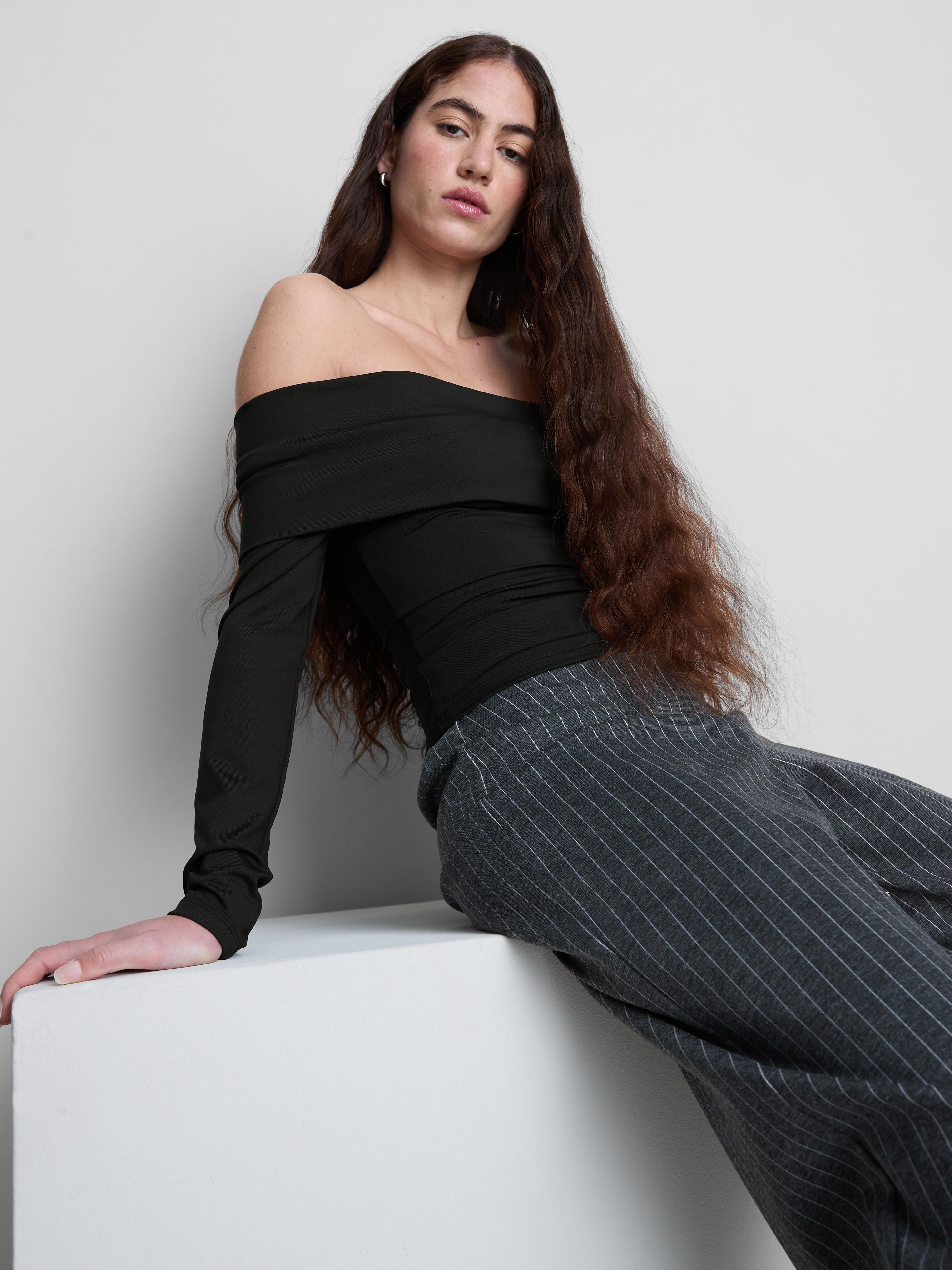 Women's Black Long Sleeve Bardot Top | Primark