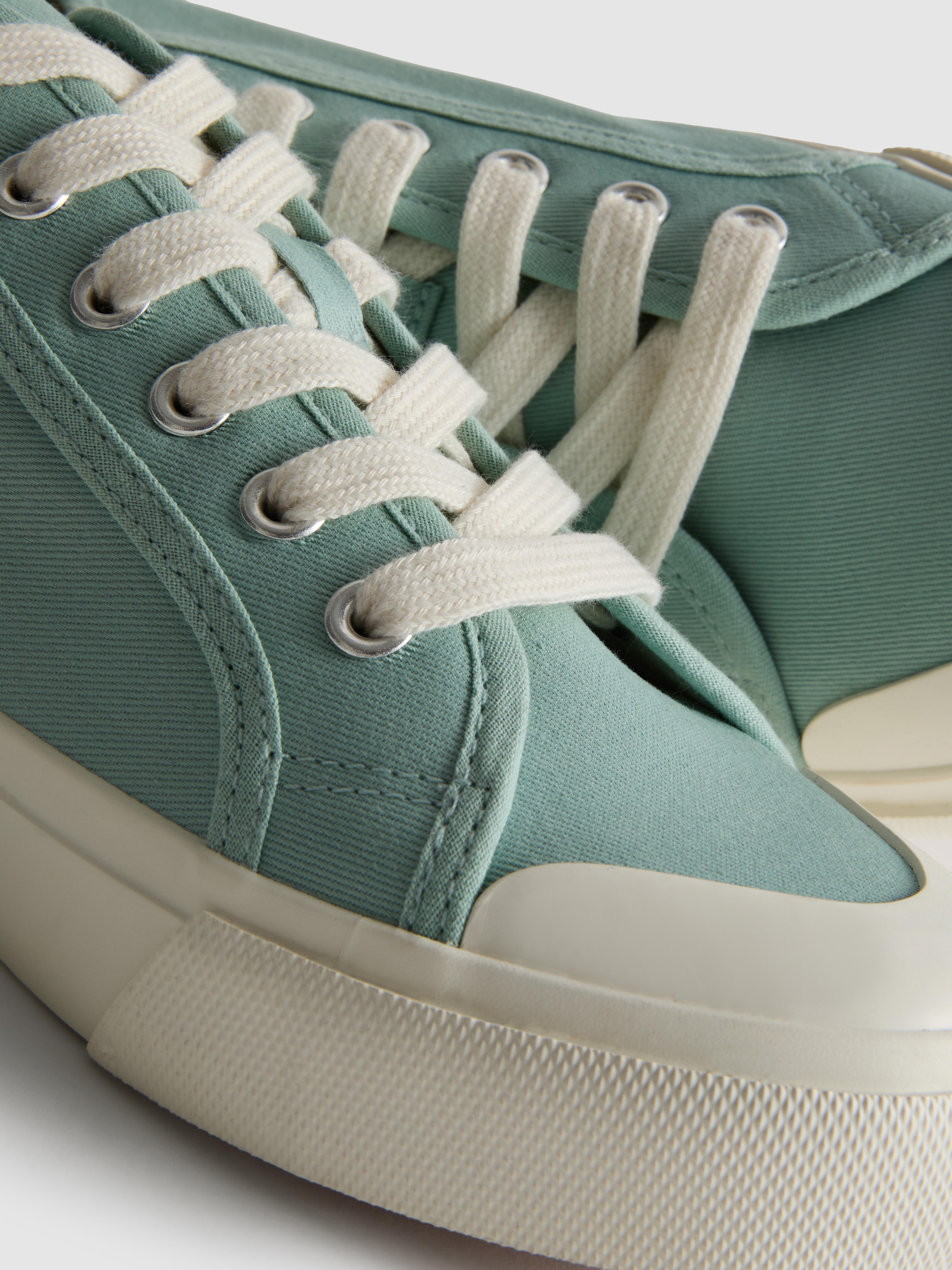 Womens Green Canvas Trainers | Primark