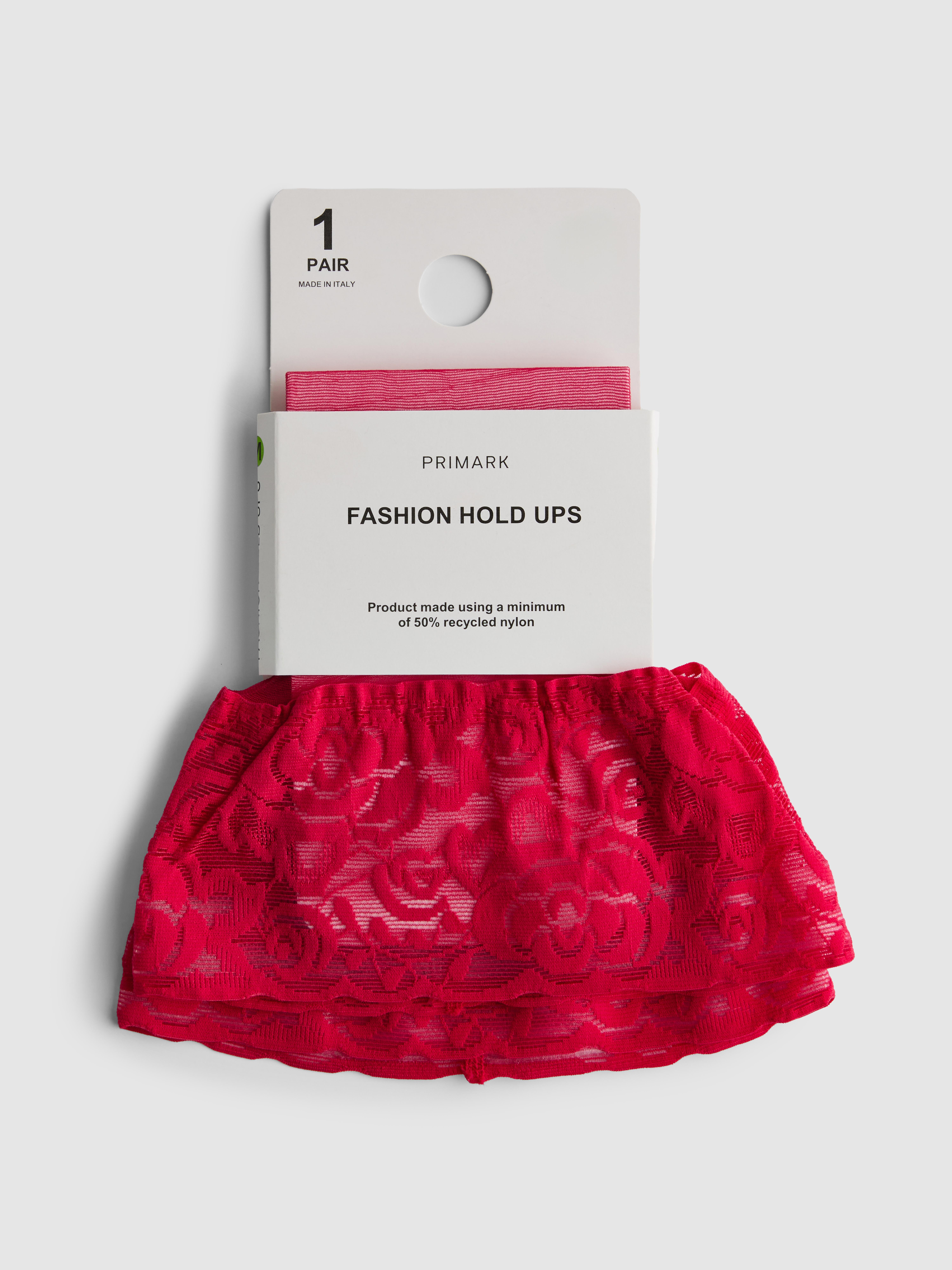 Womens Red Lace Top Hold Ups | Primark