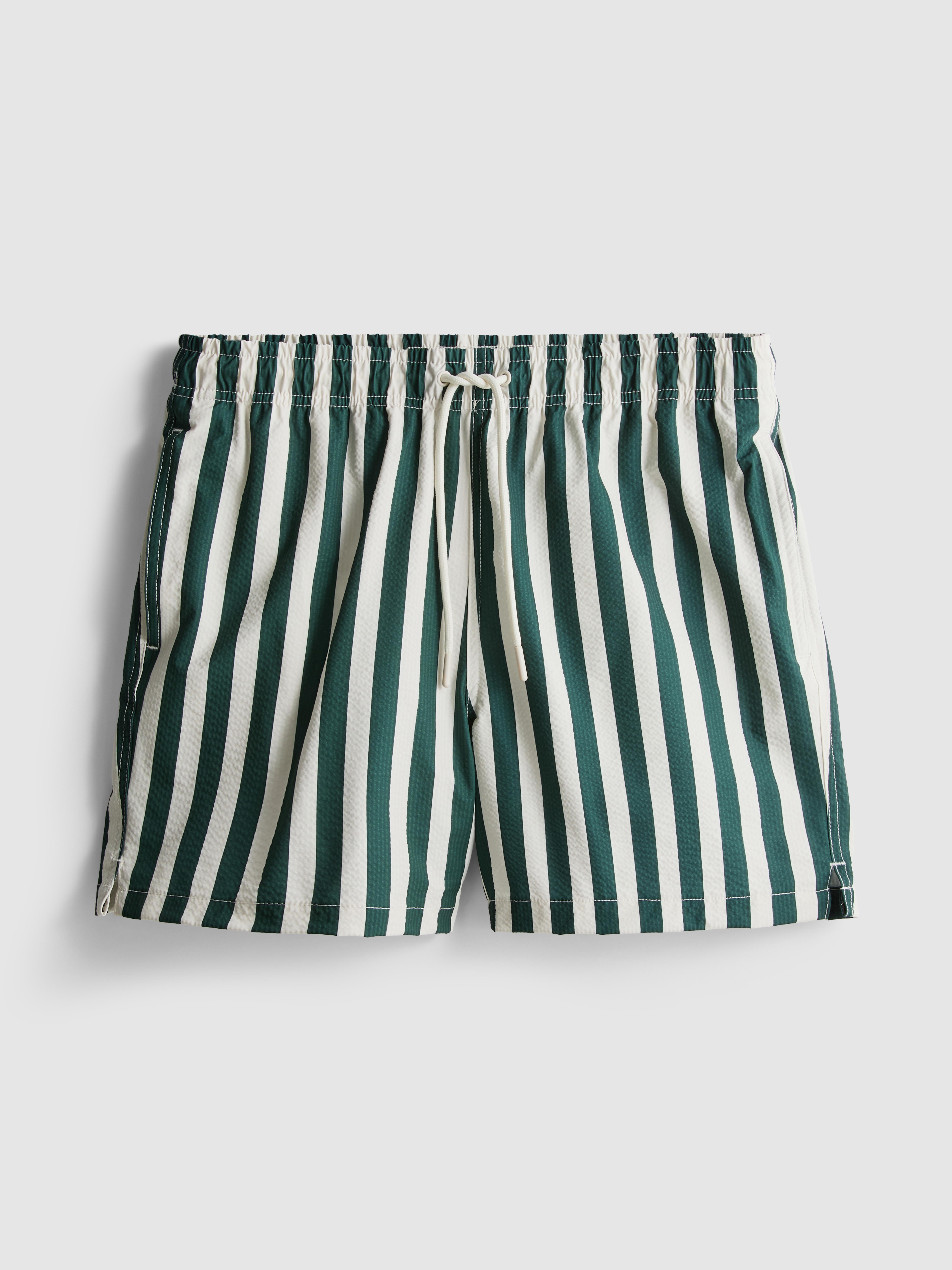 Mens Green Deck Chair Stripe Swimming Shorts | Primark