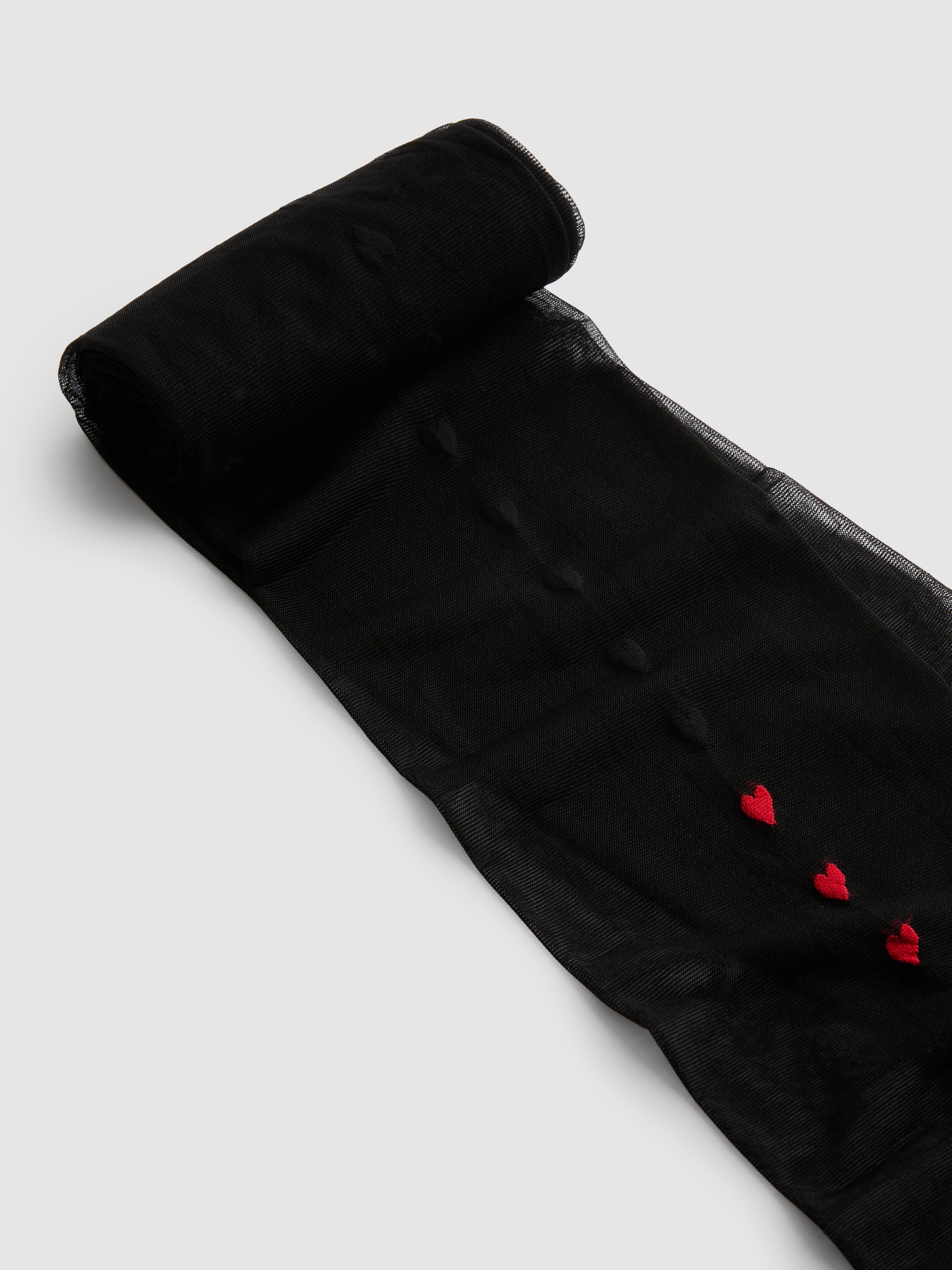 Womens Black Heart Back Seam Tights | Primark