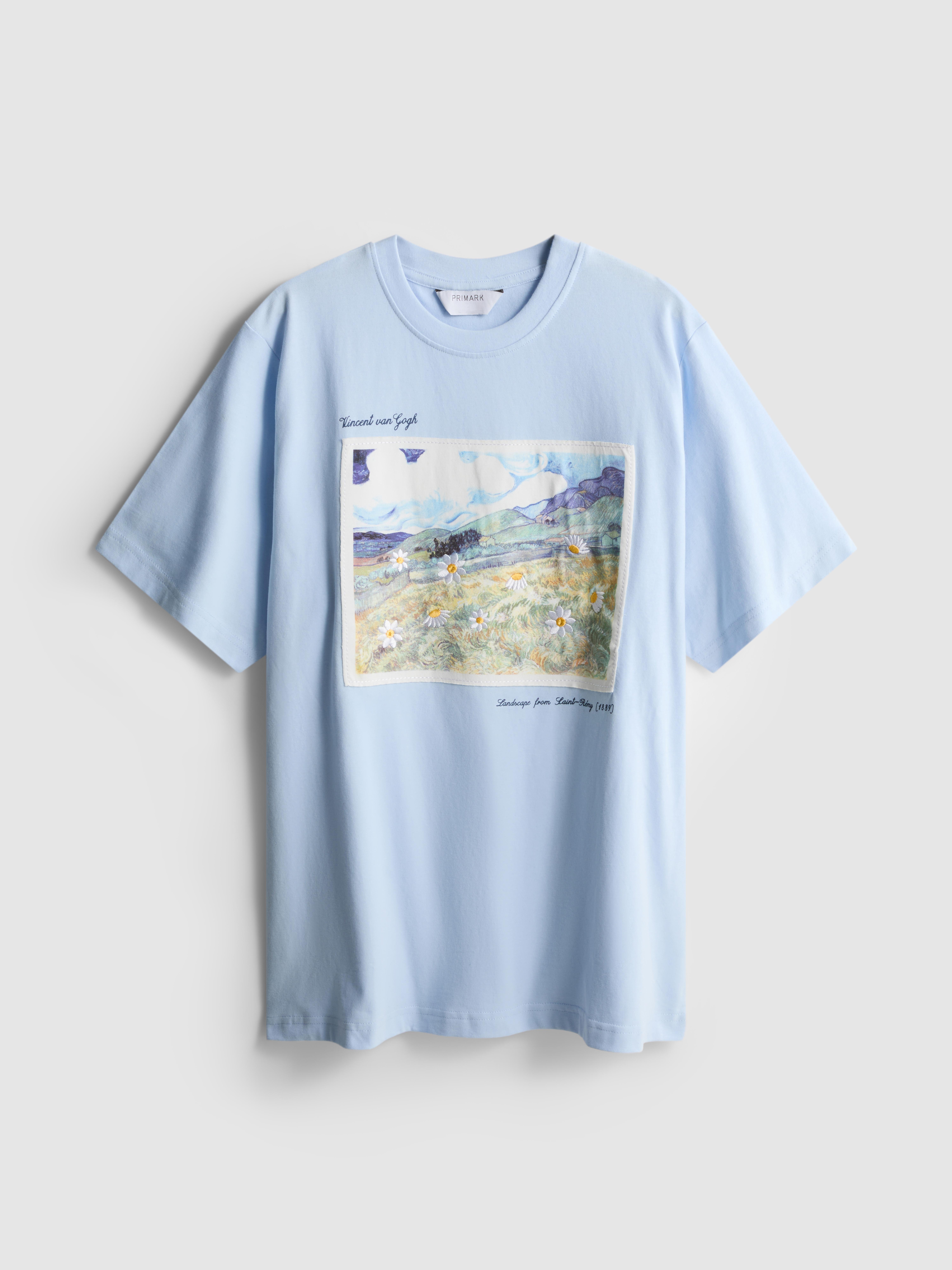 Womens Blue Vincent van Gogh Landscape Art Cotton T-Shirt | Primark