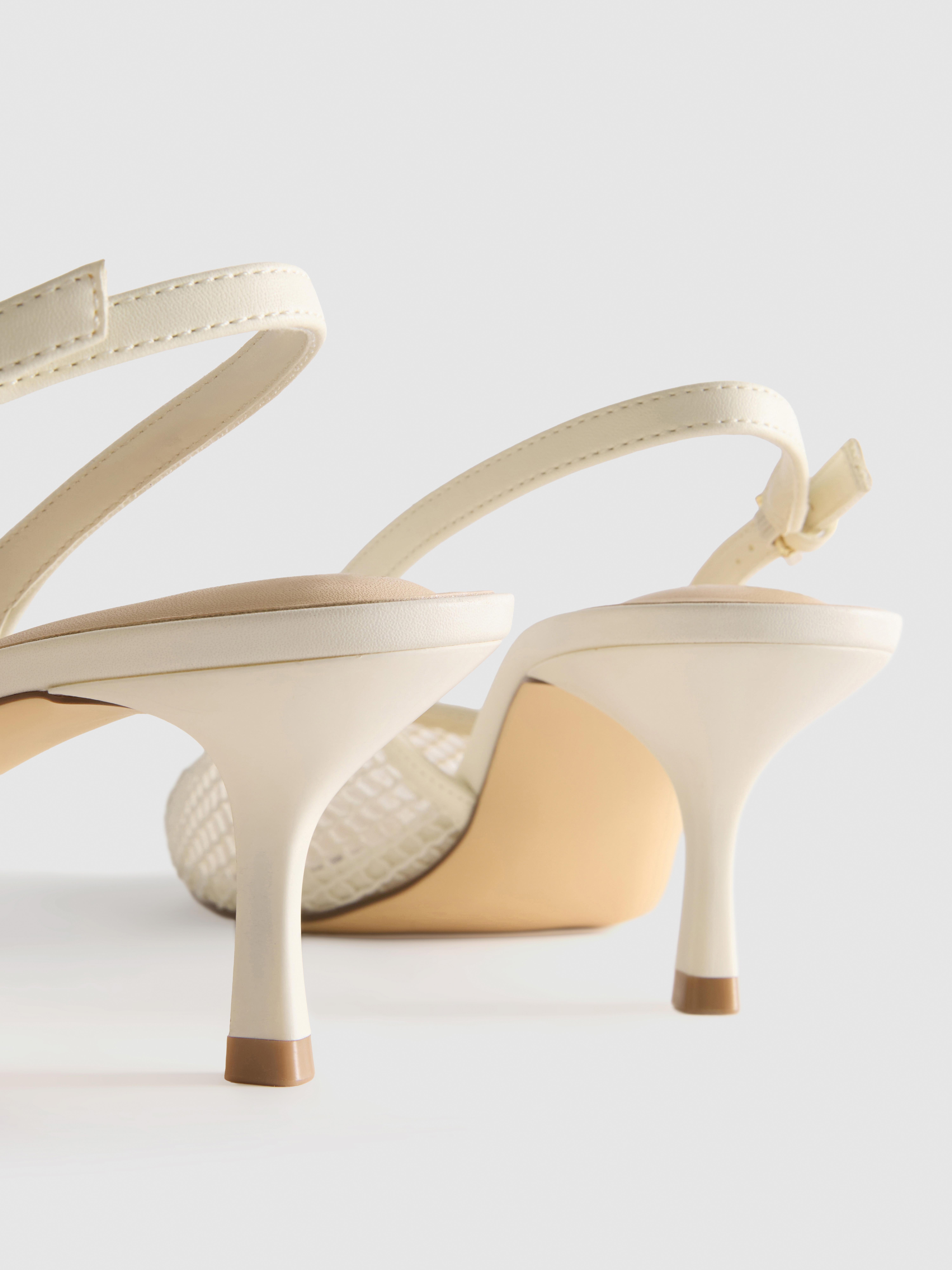 Womens Cream Wide Fit Mesh Slingback Court Heels | Primark