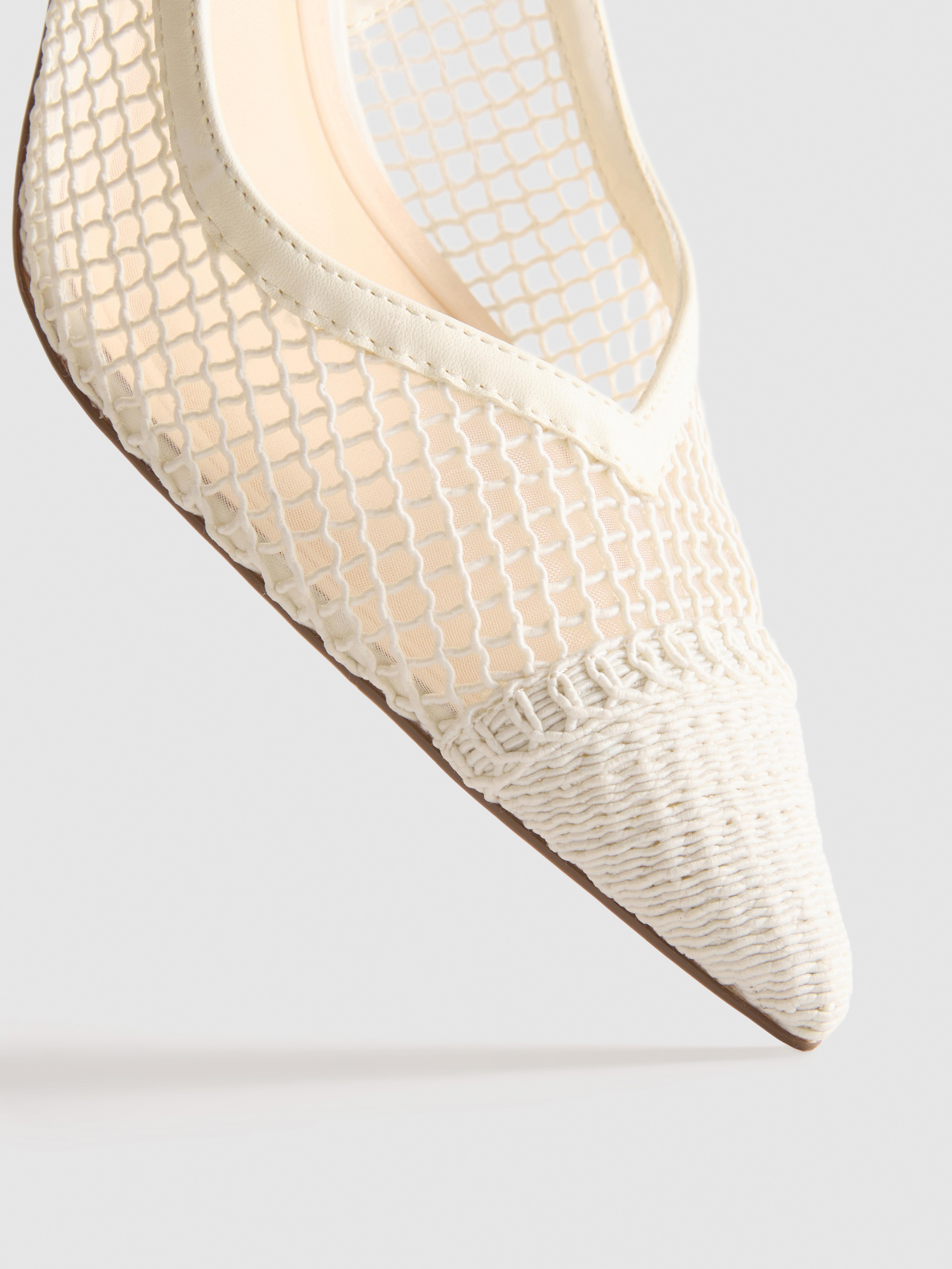 Womens Cream Wide Fit Mesh Slingback Court Heels | Primark