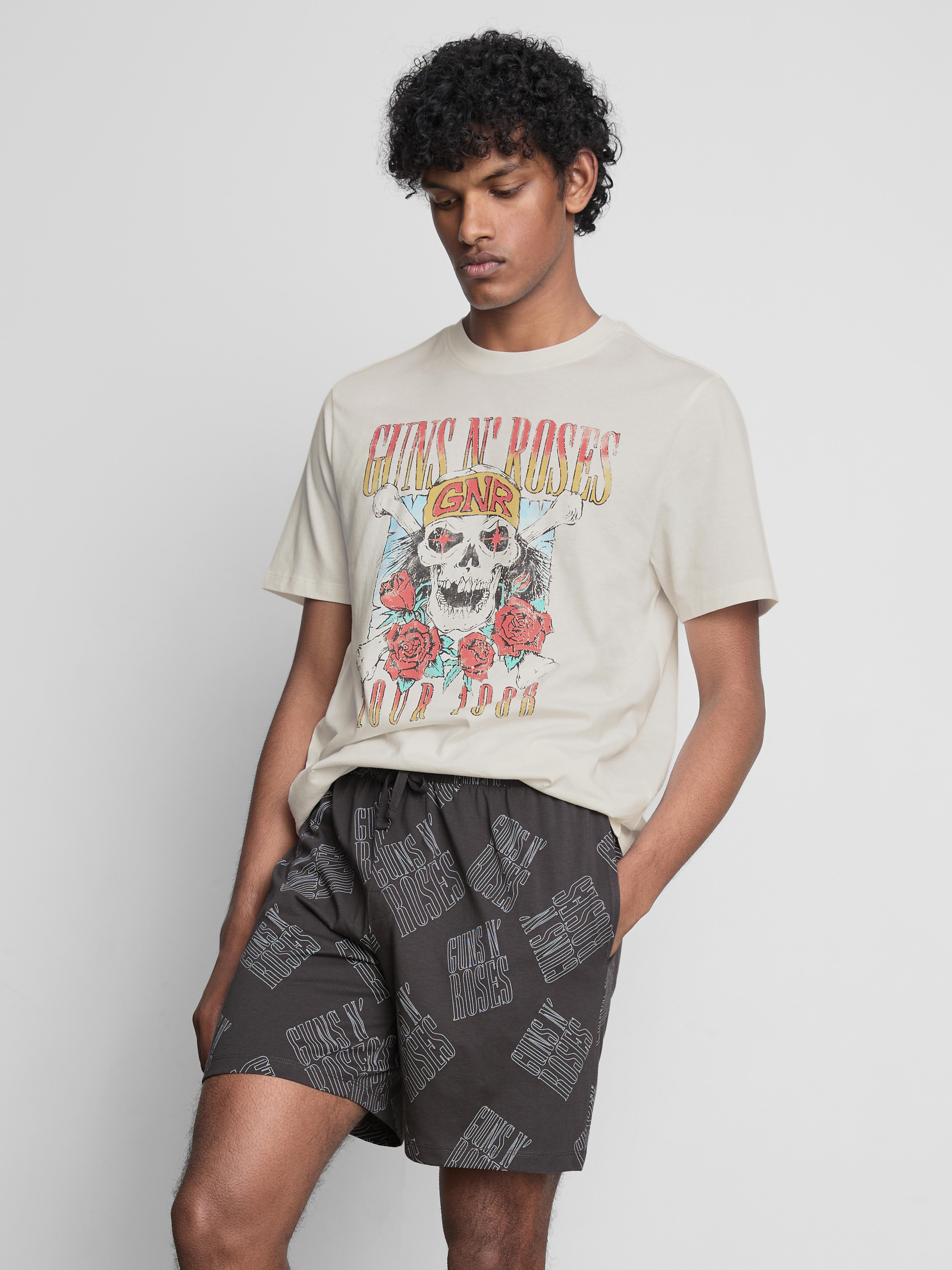 Mens Cream Guns N' Roses Short Pyjama Set | Primark