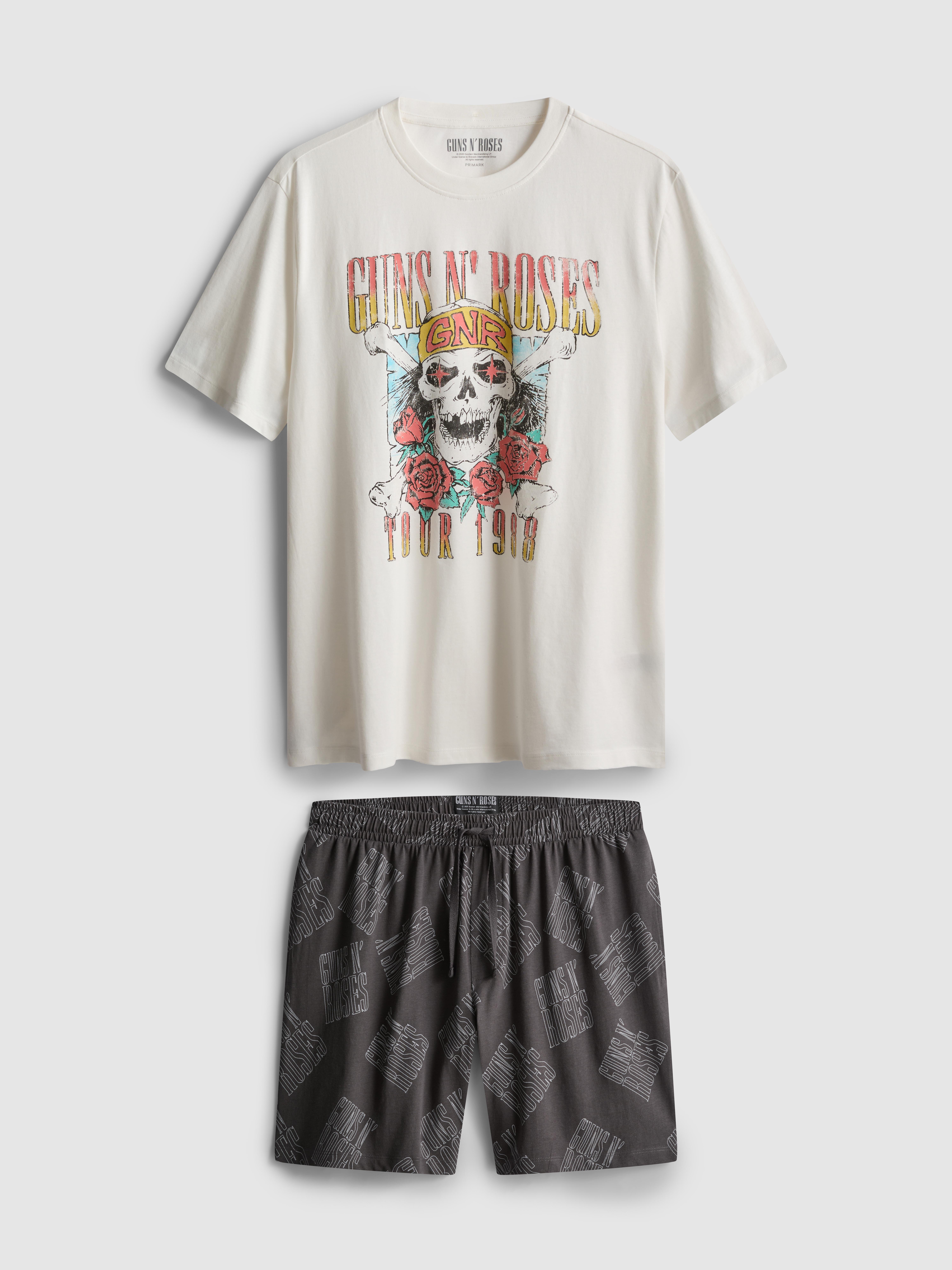 Mens Cream Guns N' Roses Short Pyjama Set | Primark