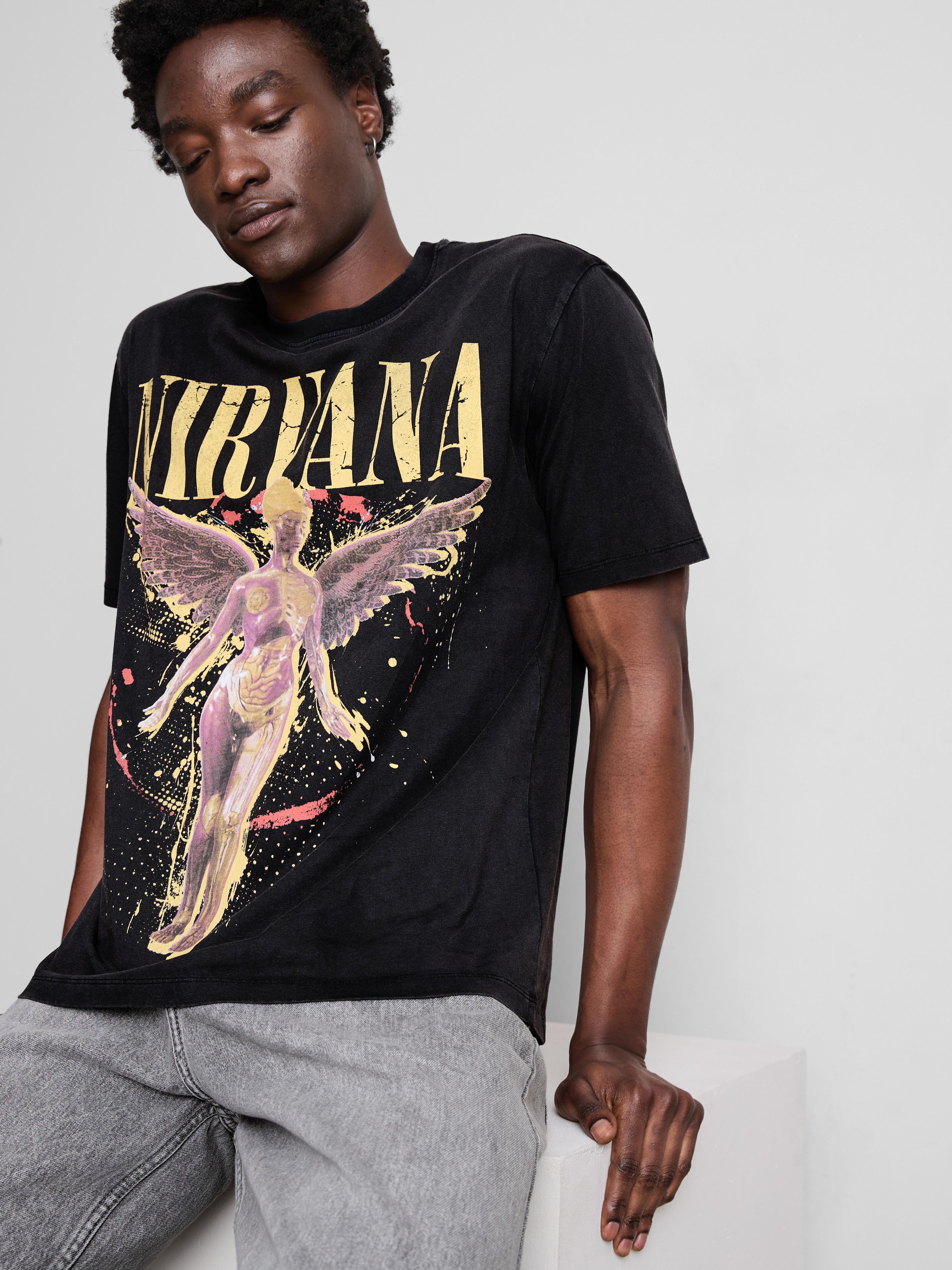 Mens Charcoal Nirvana Angel Graphic T-Shirt | Primark