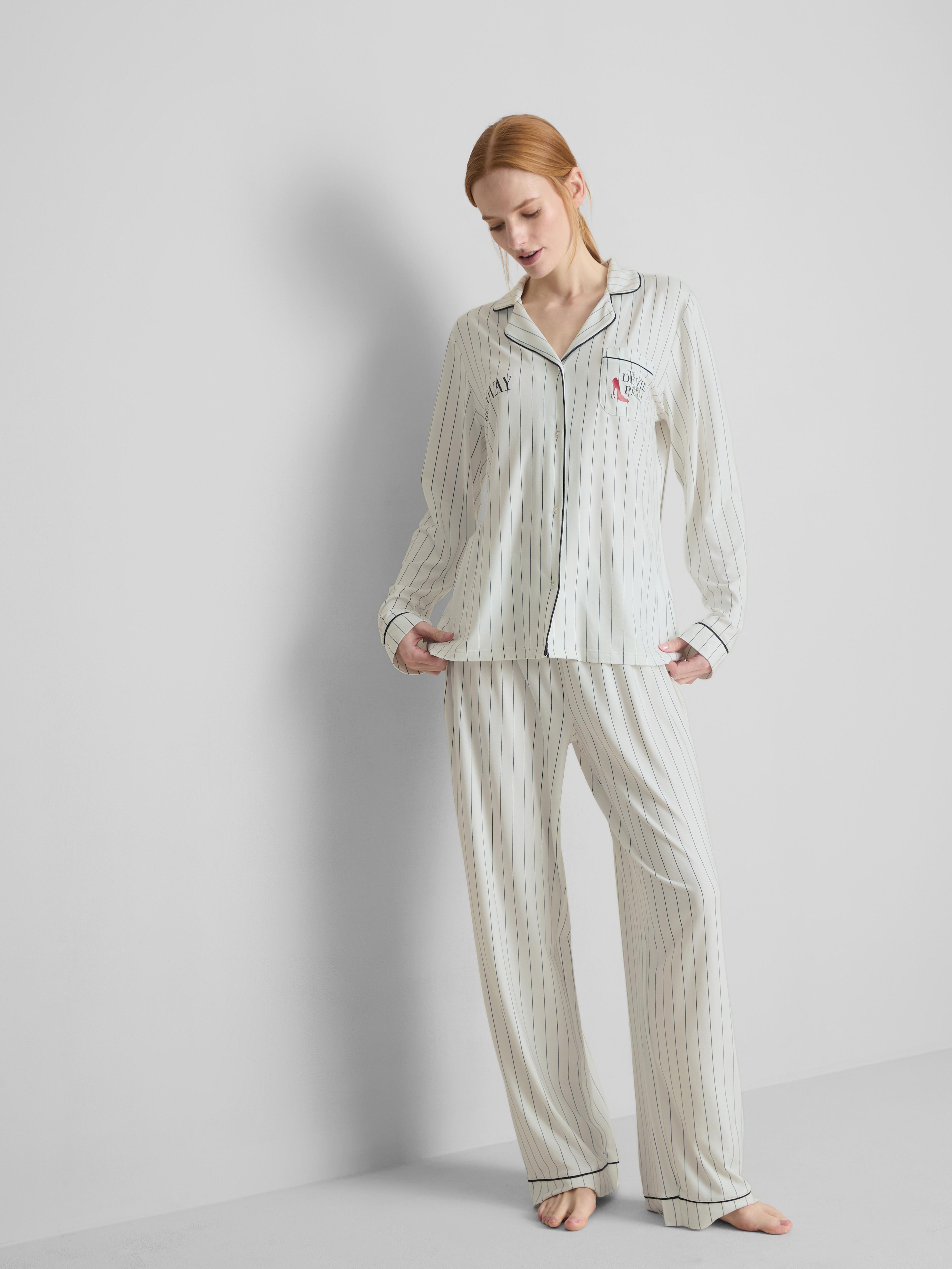 Ivory The Devil Wears Prada Striped Boyfriend Pyjamas | Primark